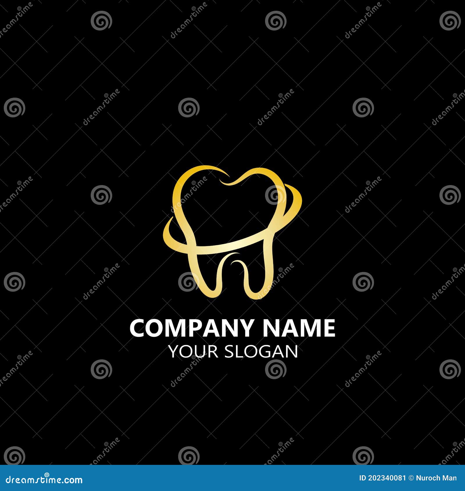 Gold Tooth Logo Illustration Design. Stock Vector - Illustration of ...