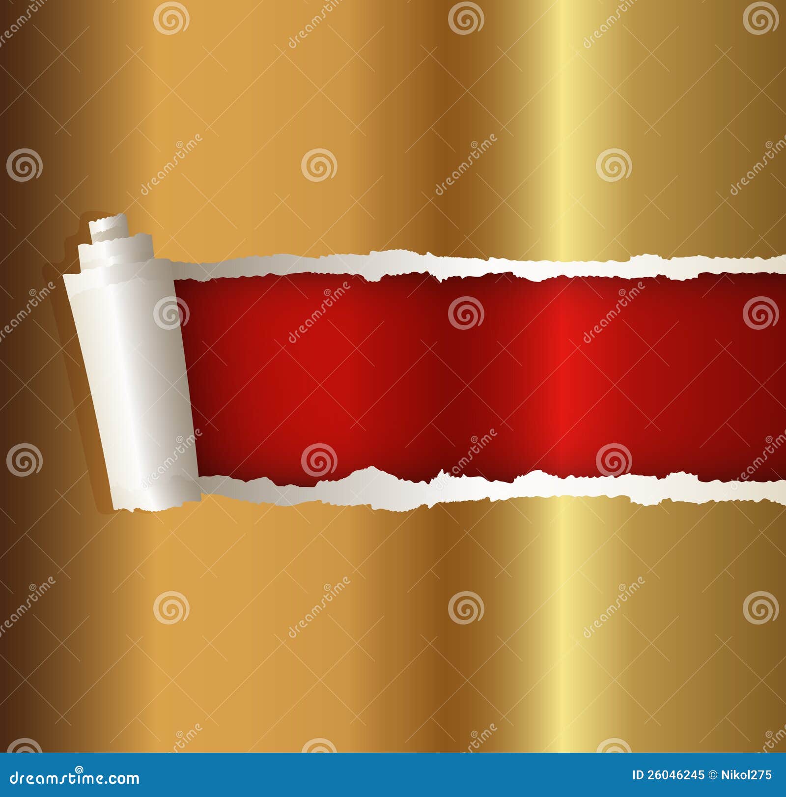 Gold torn paper stock vector. Illustration of curve, gold - 26046245