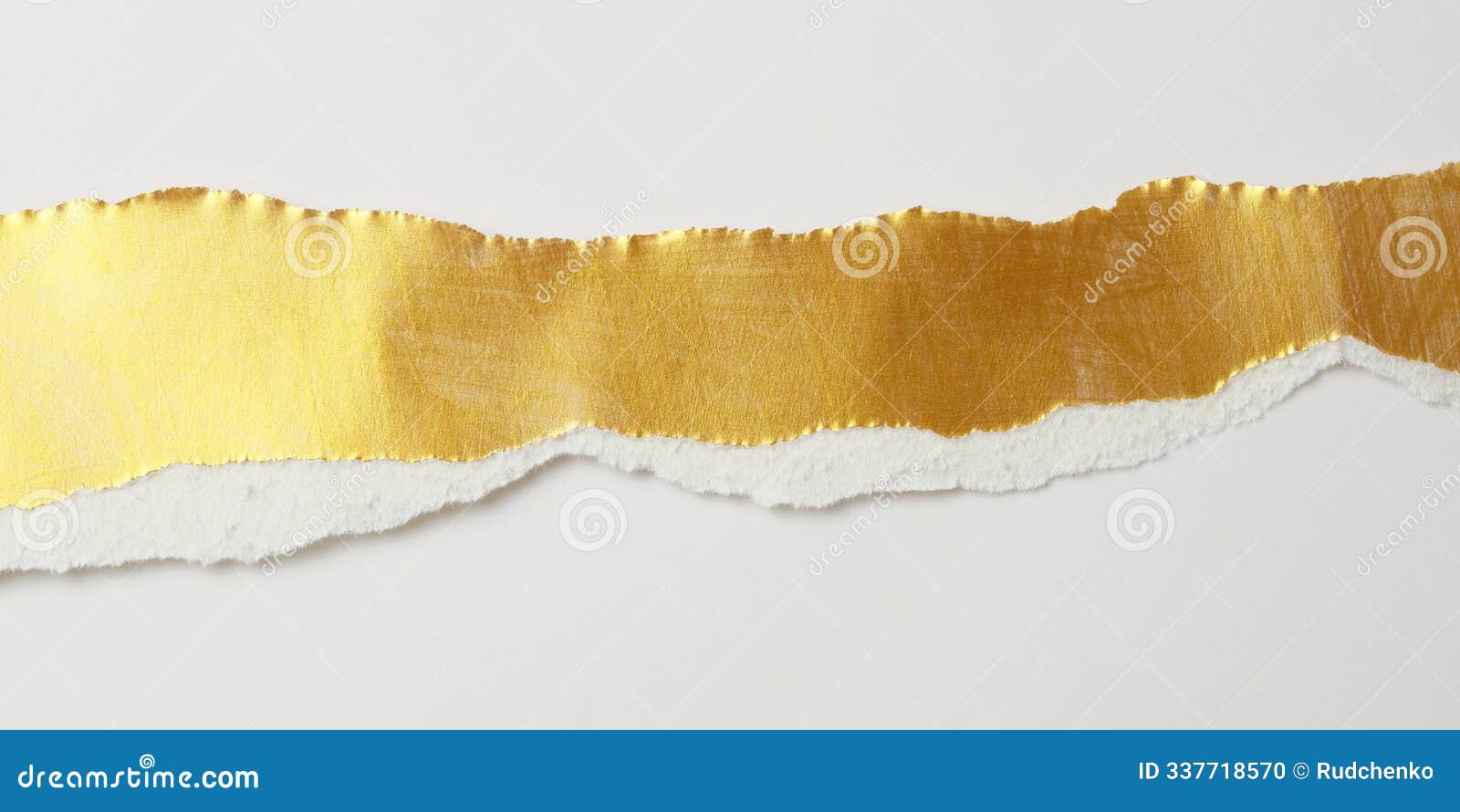 Gold Torn Pieces of Texture Paper on Light Beige Copy Space Horizontal ...