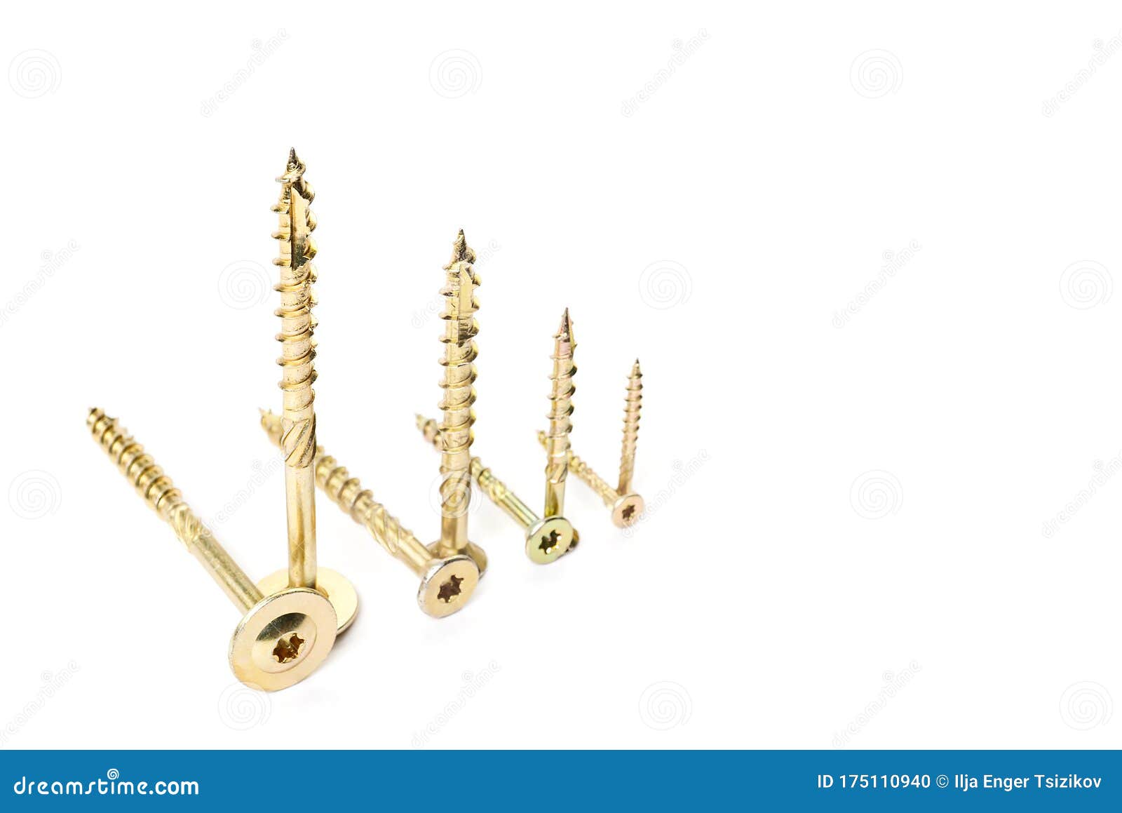 Gold Torx Isolated on White. Yellow Zinc Chipboard Torx, , Full Thread ... Gold Torx Isolated on White. Yellow Zinc Chipboard Torx, , Full Thread ...