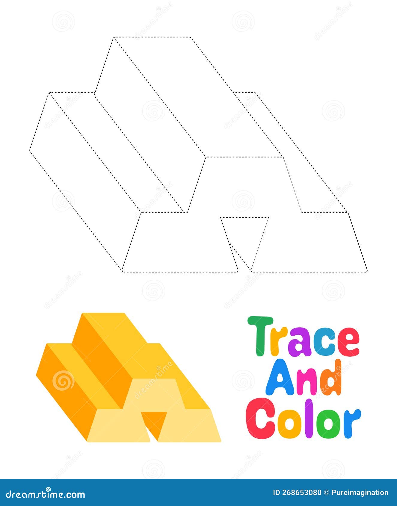 Gold Tracing Worksheet for Kids Stock Vector - Illustration of ...