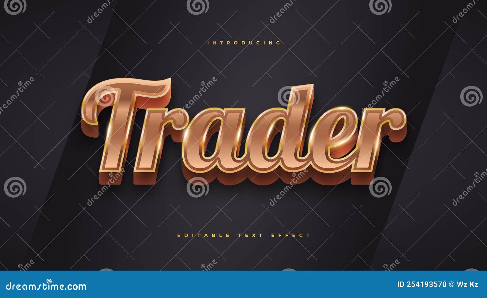 Gold Trader Text Style with 3D Effect Stock Vector - Illustration of ...