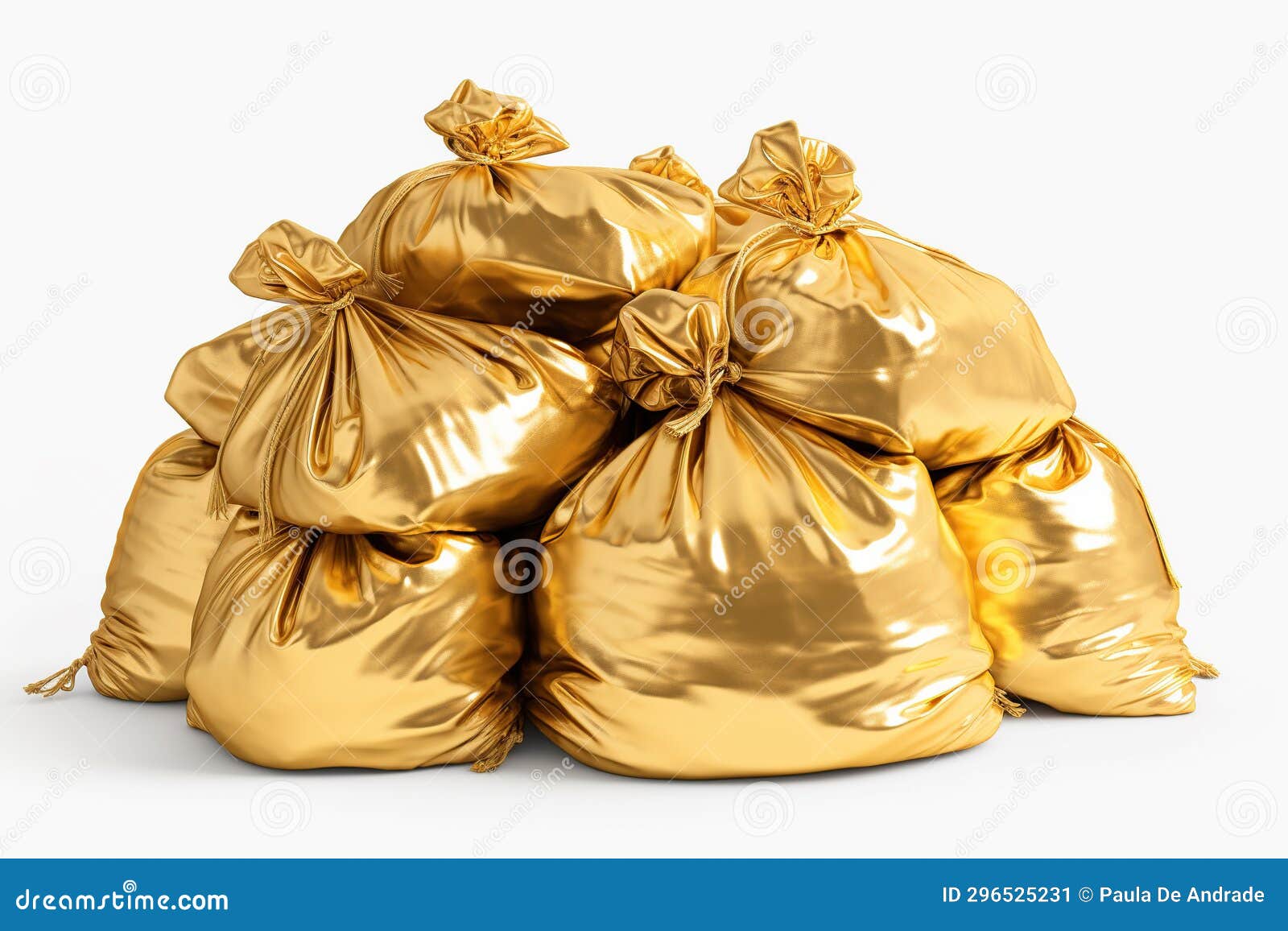 Gold Trash Bags on a White Background Stock Illustration - Illustration ...