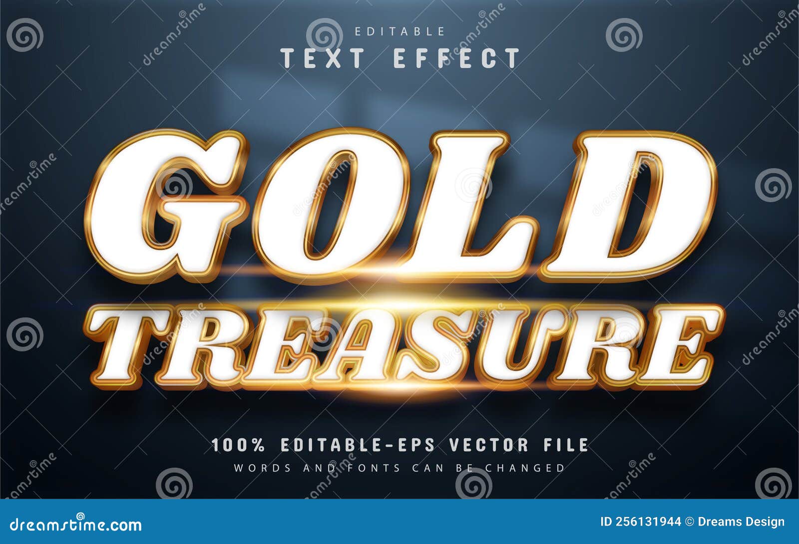 Gold treasure text effect stock vector. Illustration of background ...