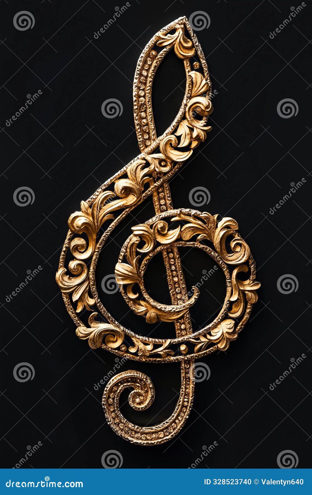 Gold Clef Note Faux Foil Metallic Black Musical Symbol Music Royalty ...