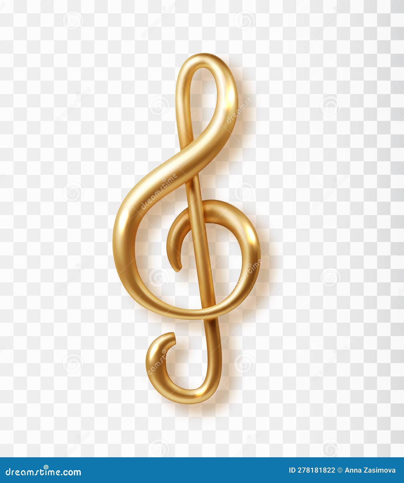 Gold Treble Clef Vector Icon Isolated. Realistic 3d Vector. Stock ...