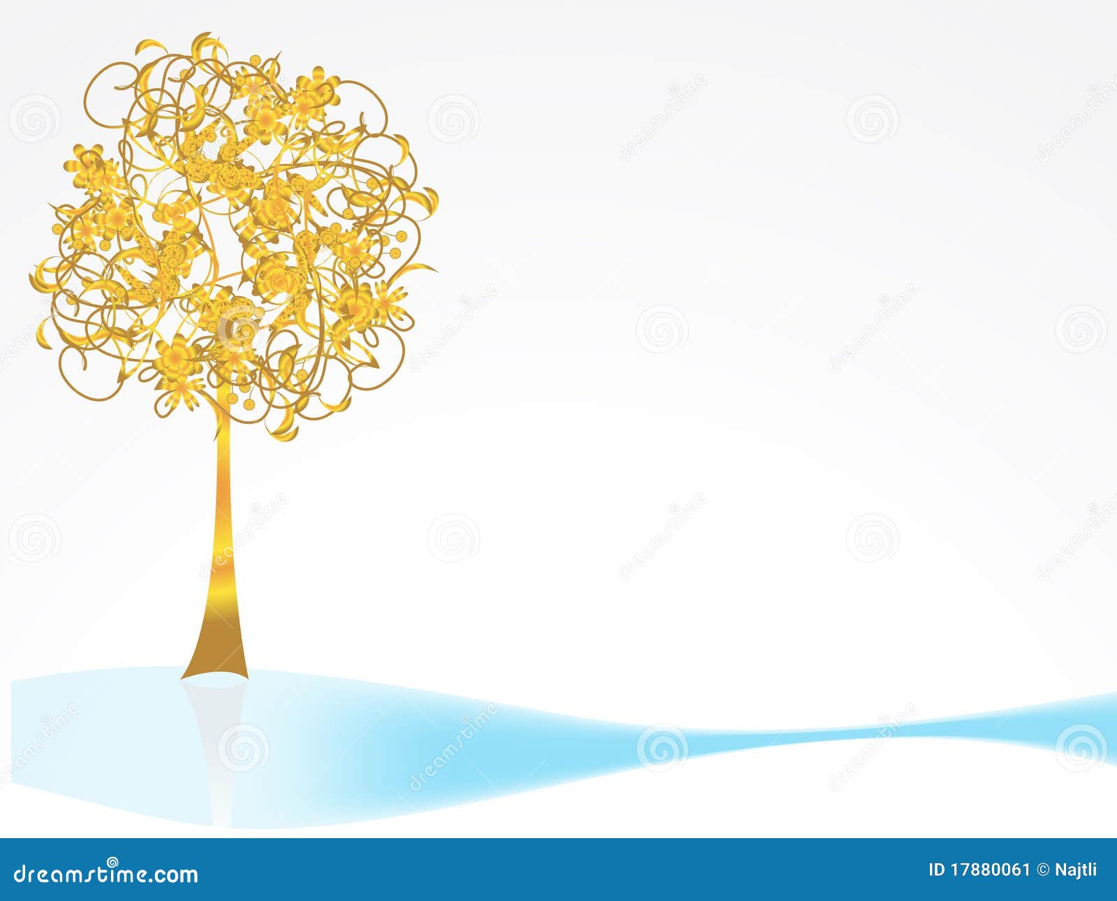 Gold tree stock illustration. Illustration of flower - 17880061