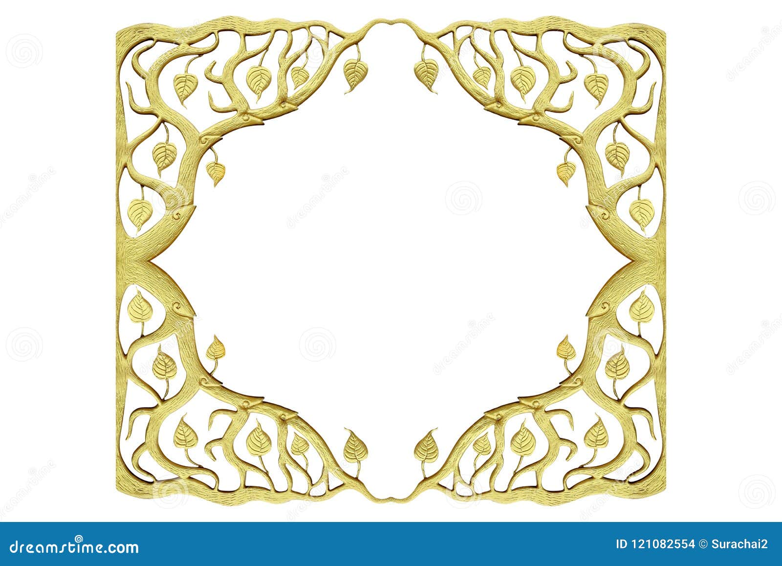 Gold Tree Frame Isolated on White Background Stock Photo - Image of ...