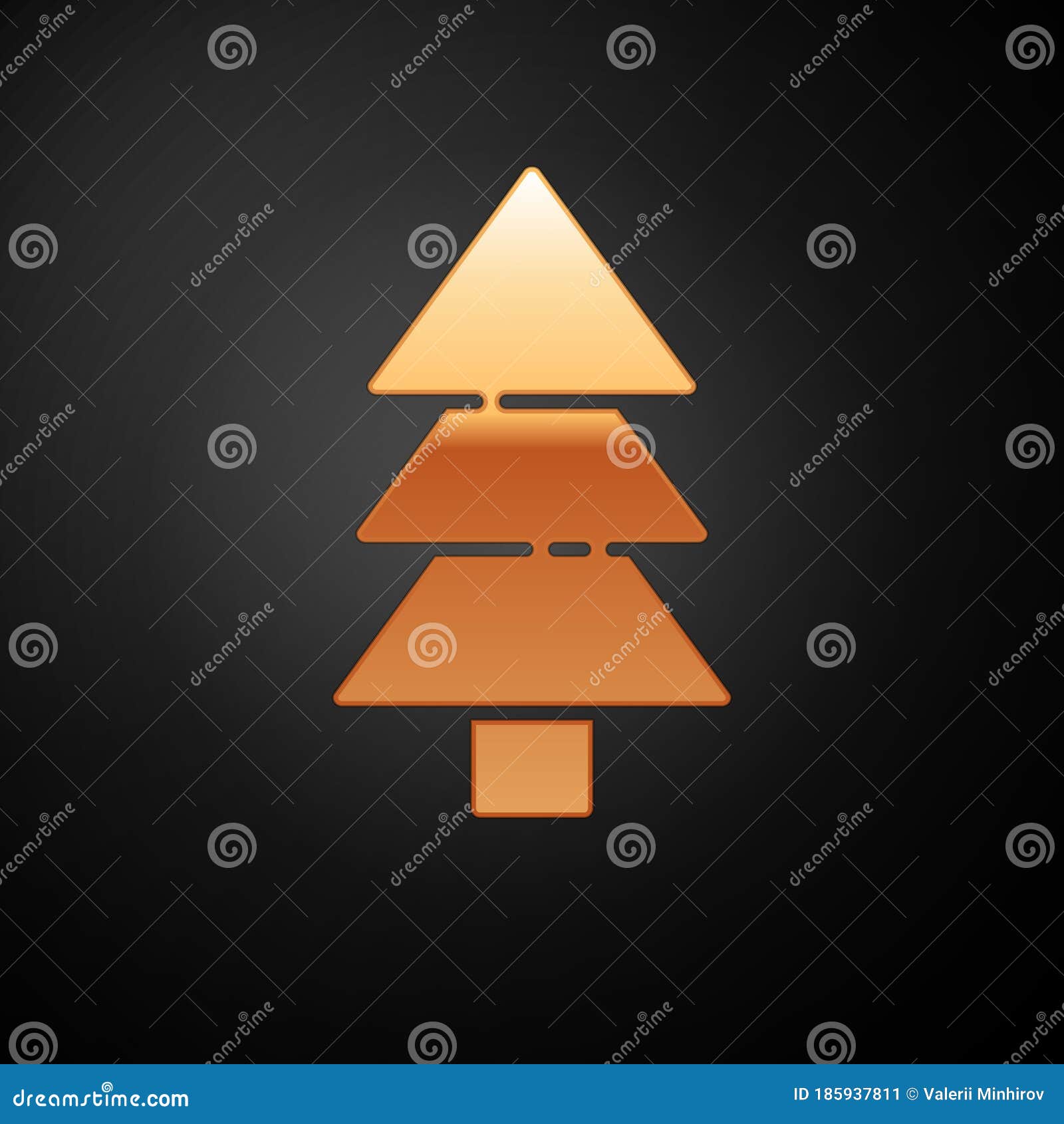 Gold Tree Icon Isolated on Black Background. Forest Symbol Stock Vector ...
