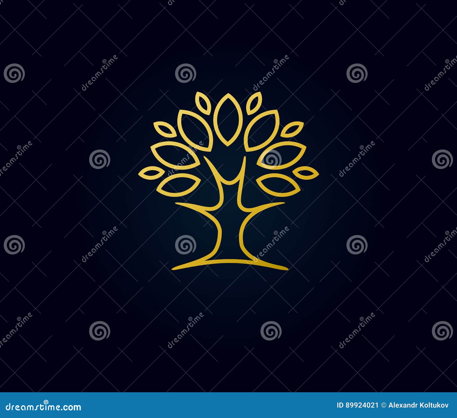 Gold tree linear logo stock vector. Illustration of circle - 89924021