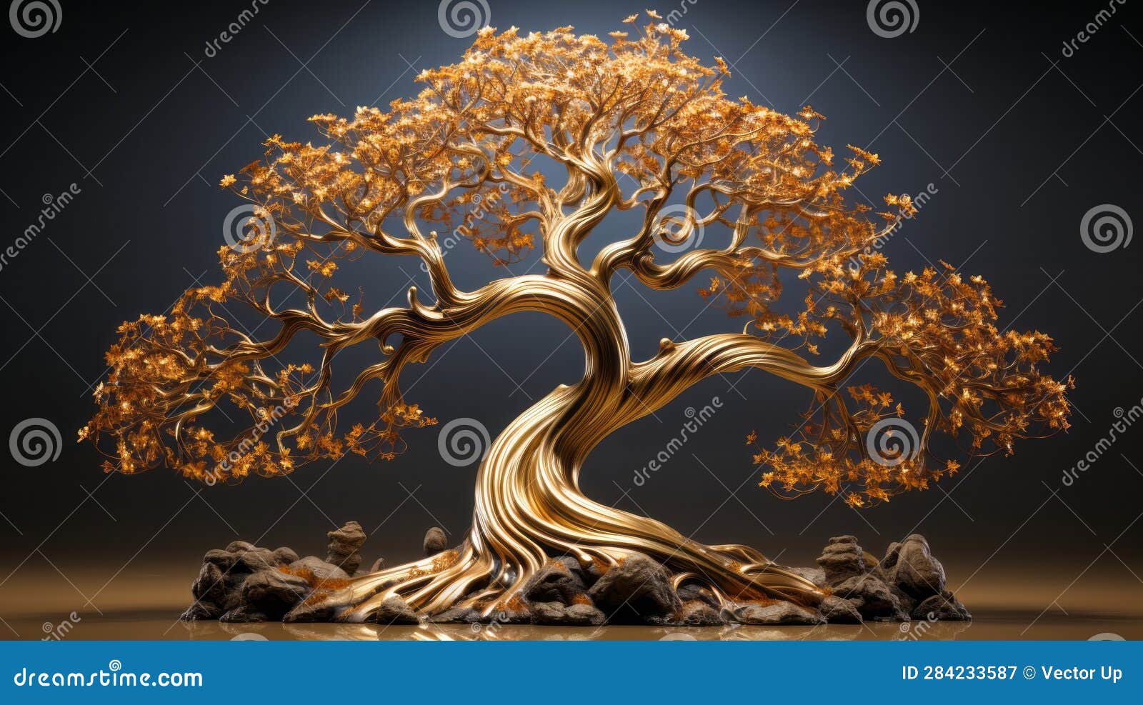 A Gold Tree with Many Branches. Generative AI. Stock Image - Image of ...