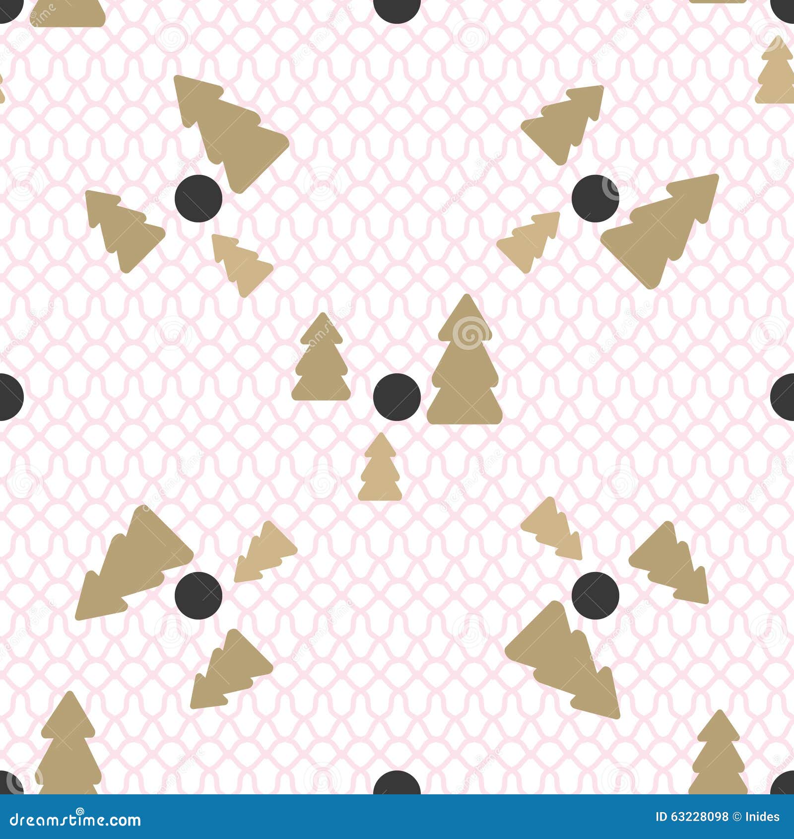 Gold Tree Vector Seamless Pattern with Black Dots Stock Vector ...