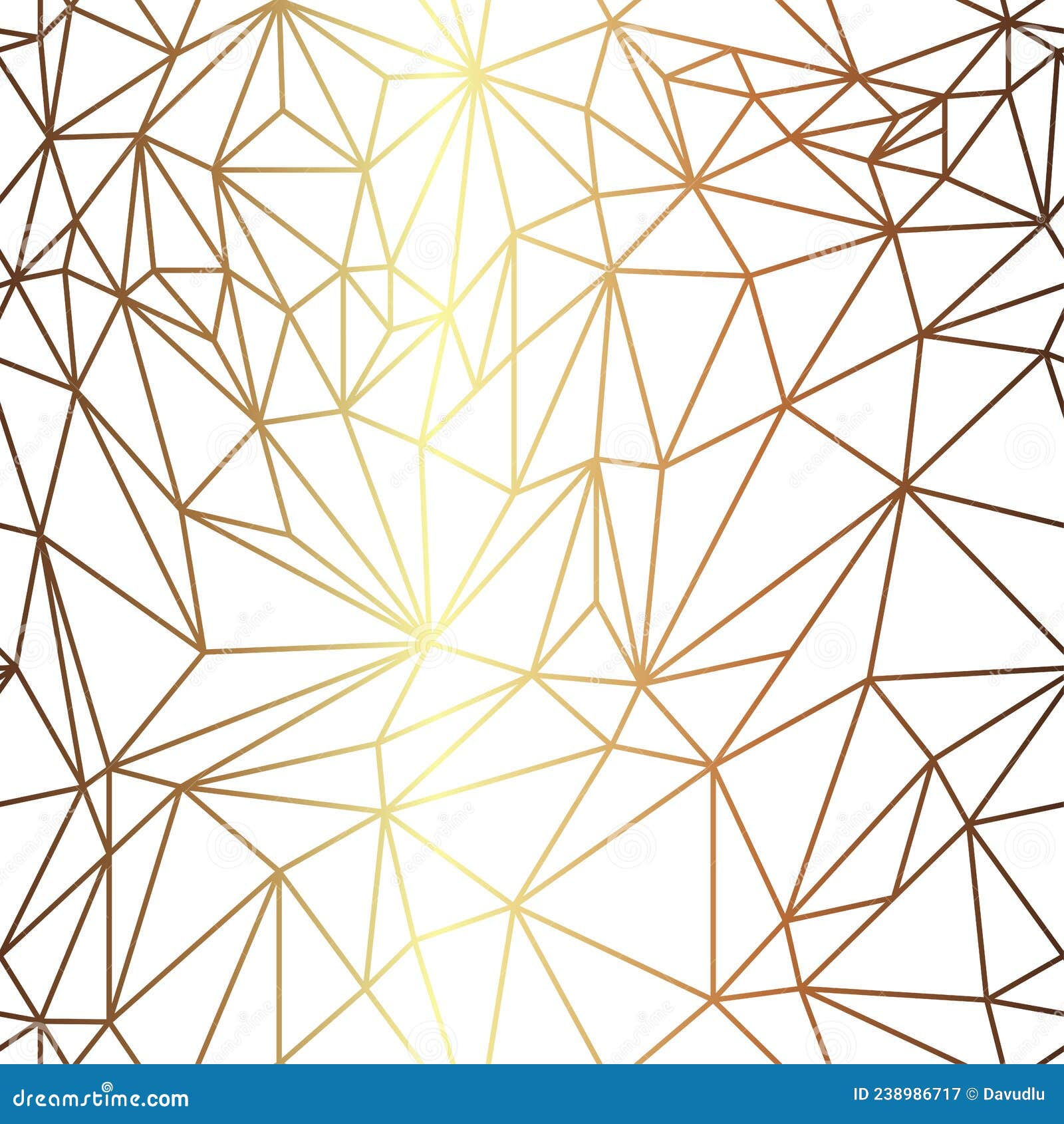 Gold Triangle Lines on White Low Poly Texture Seamless Pattern. Vector ...