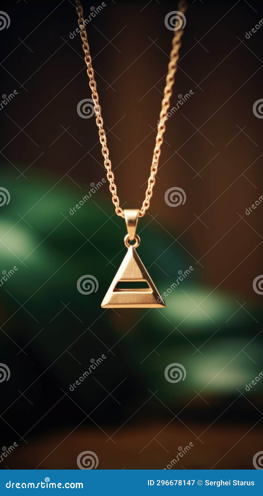 A Gold Triangle Pendant on a Chain, AI Stock Illustration ...