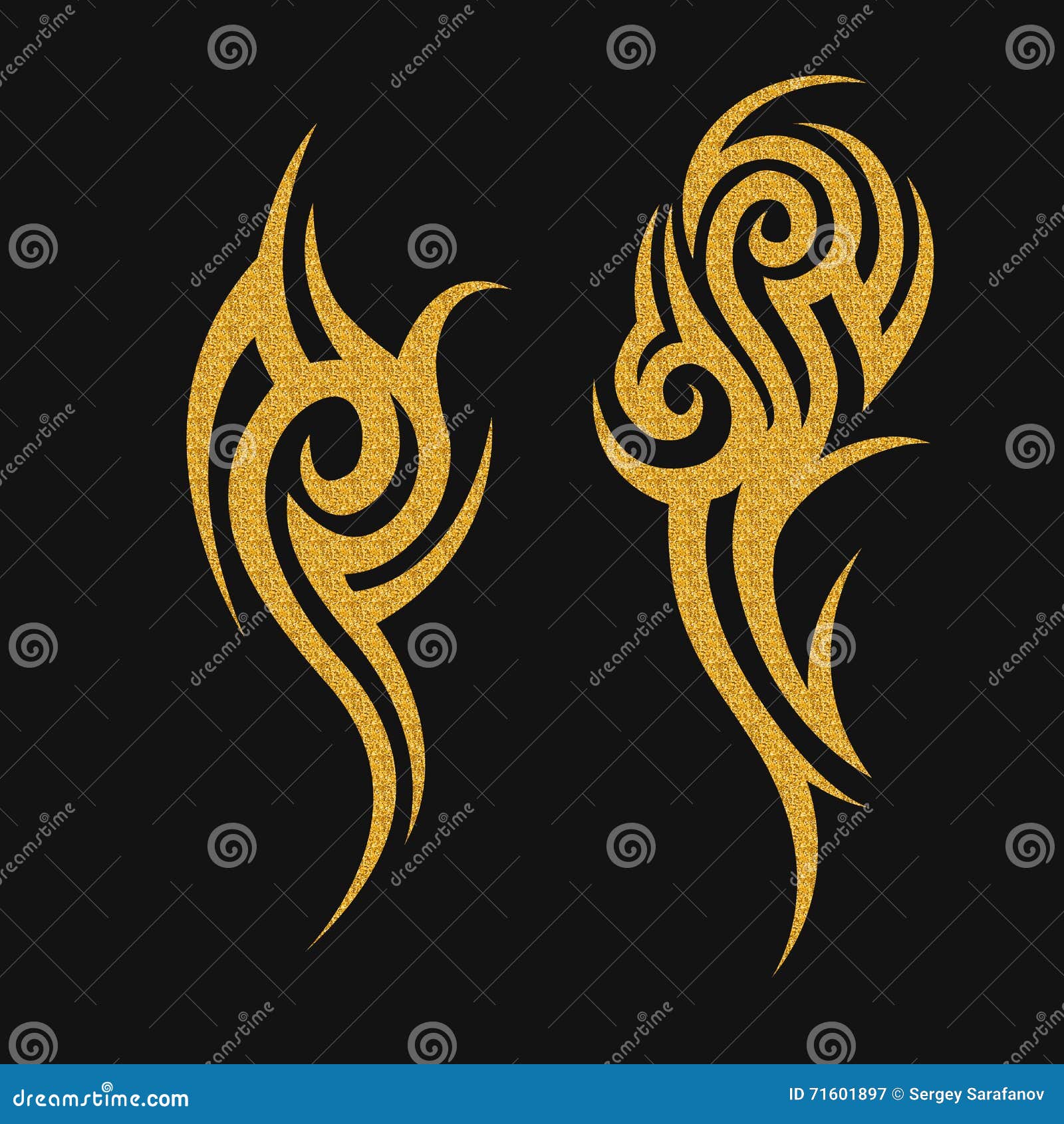 Gold Tribal Tattoo On A Dark Background . Royalty-Free Illustration ...