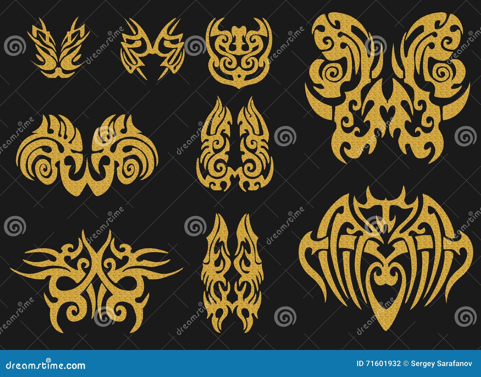 Gold Tribal Tattoo Wolf Designs Illustration Royalty-Free Stock ...