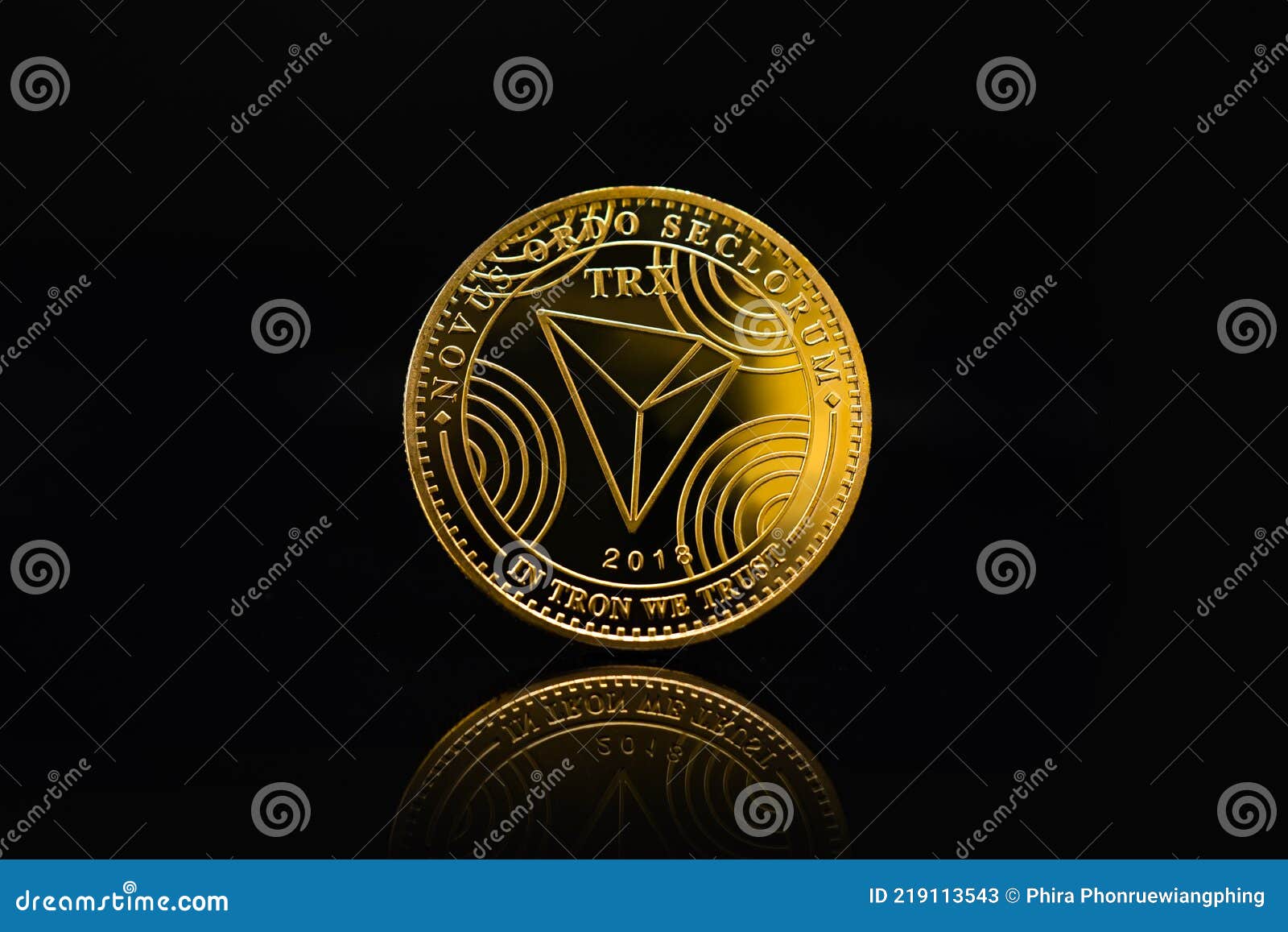 Gold TRON Coins on a Black Background Stock Image - Image of economy ...