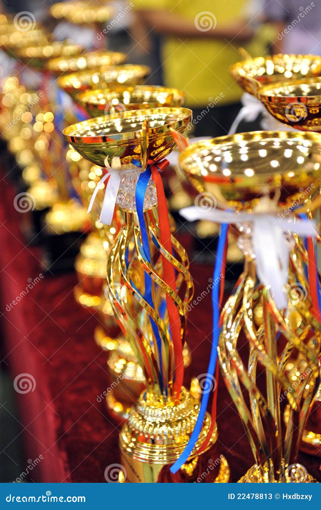 Gold trophies stock image. Image of awards, incentive - 22478813