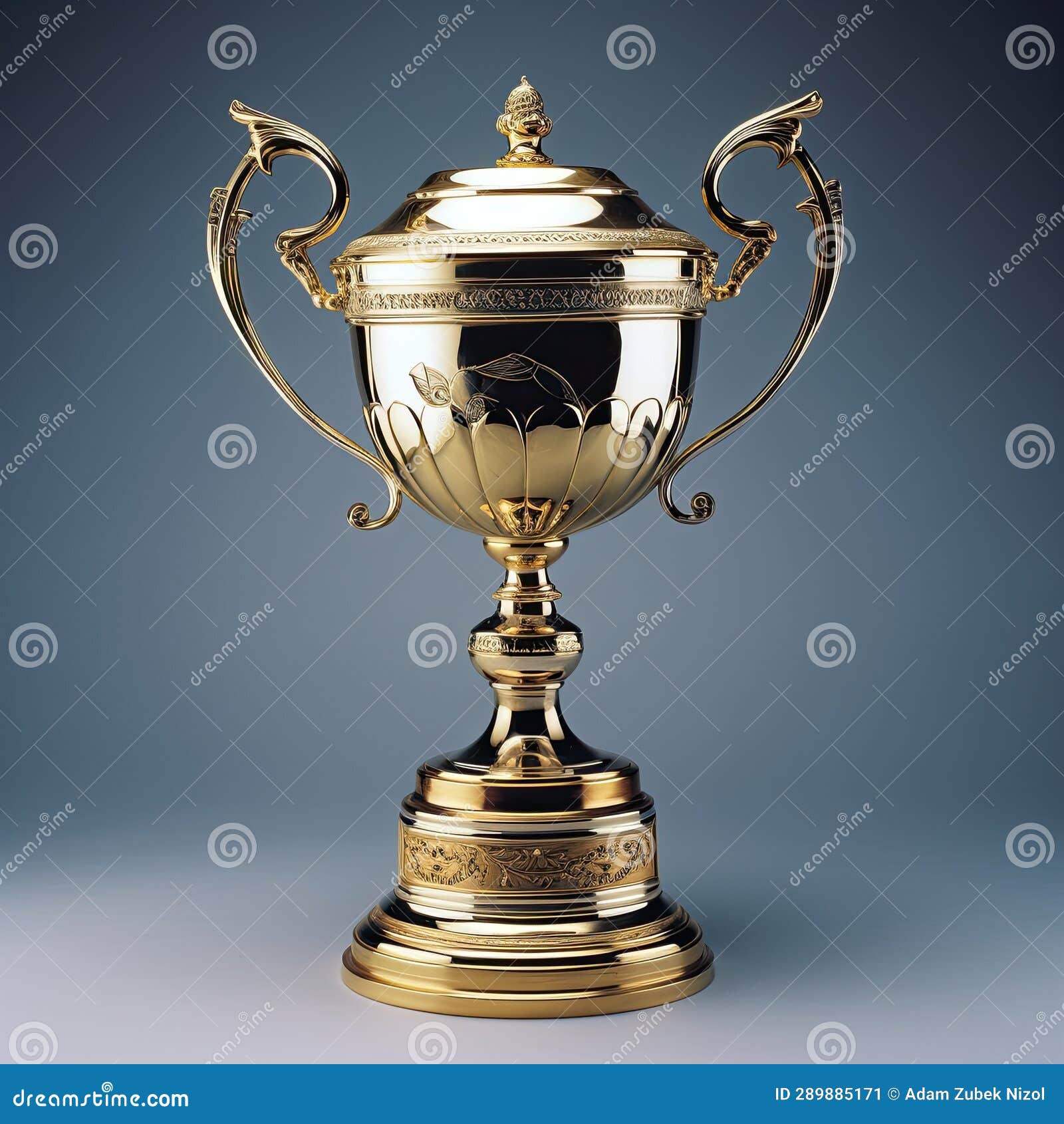 A Gold Trophy with a Blue Background Stock Illustration - Illustration ...