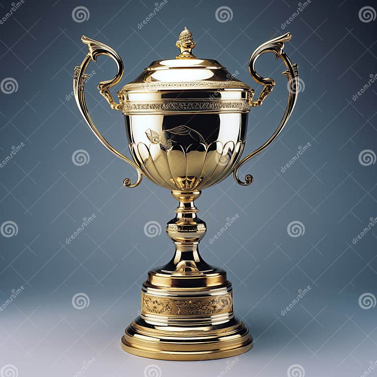 A Gold Trophy with a Blue Background Stock Illustration - Illustration ...