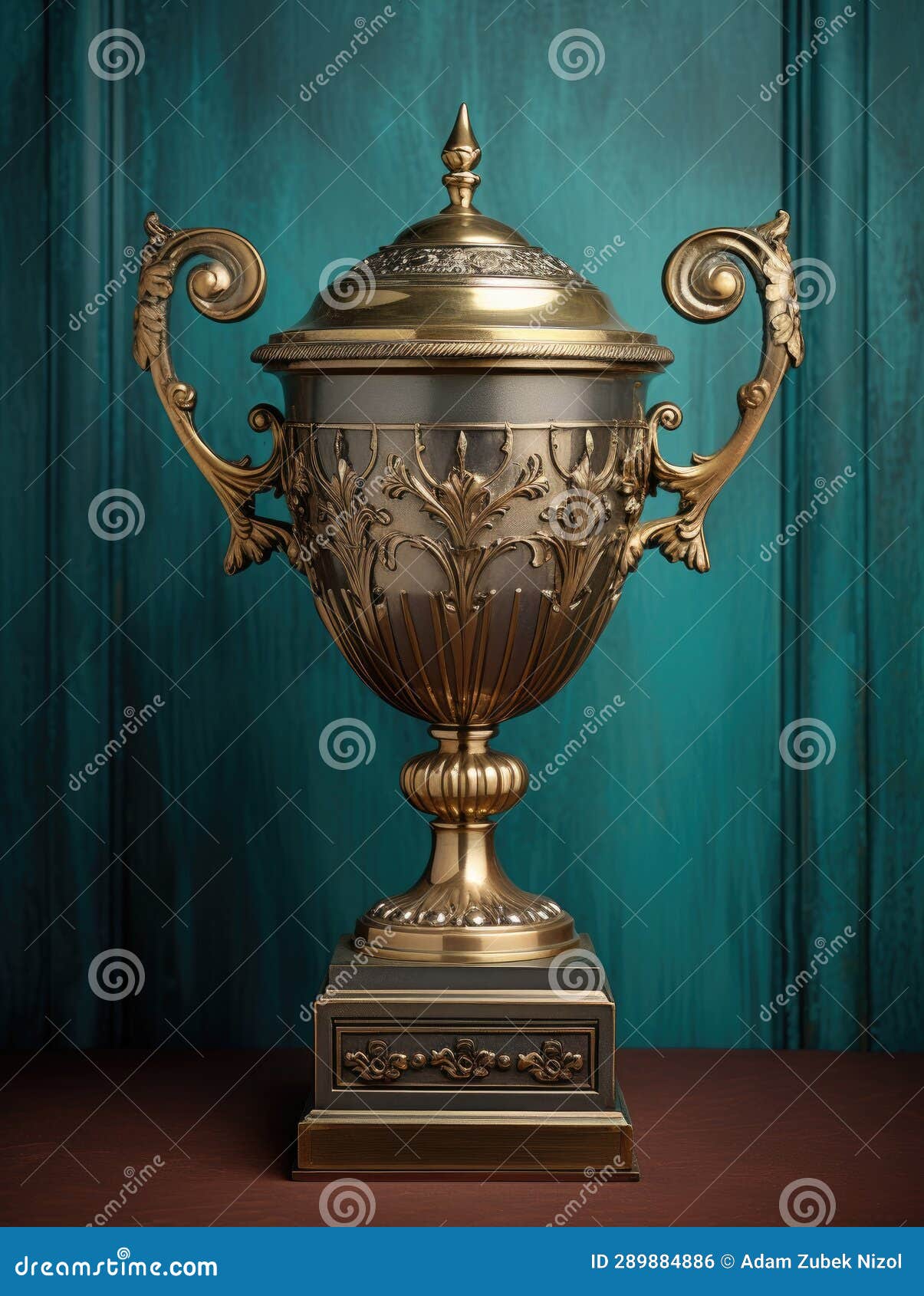 A Gold Trophy with a Blue Background Stock Illustration - Illustration ...