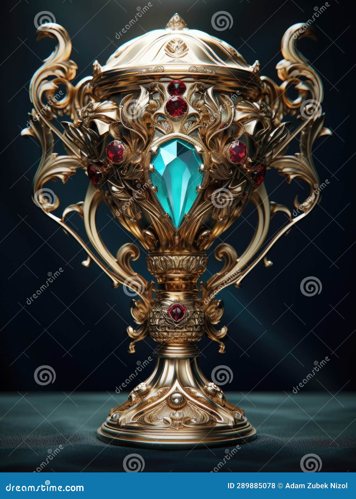 A Gold Trophy with a Blue Gem Stock Illustration - Illustration of ...