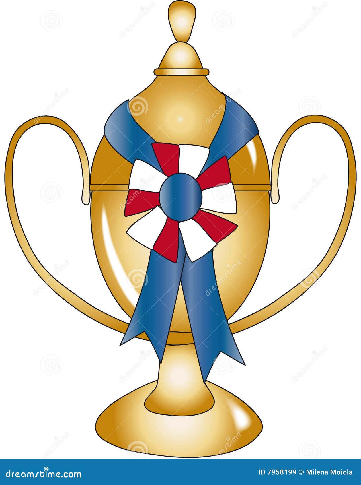 Gold Trophy with Blue Ribbon Stock Illustration - Illustration of ...