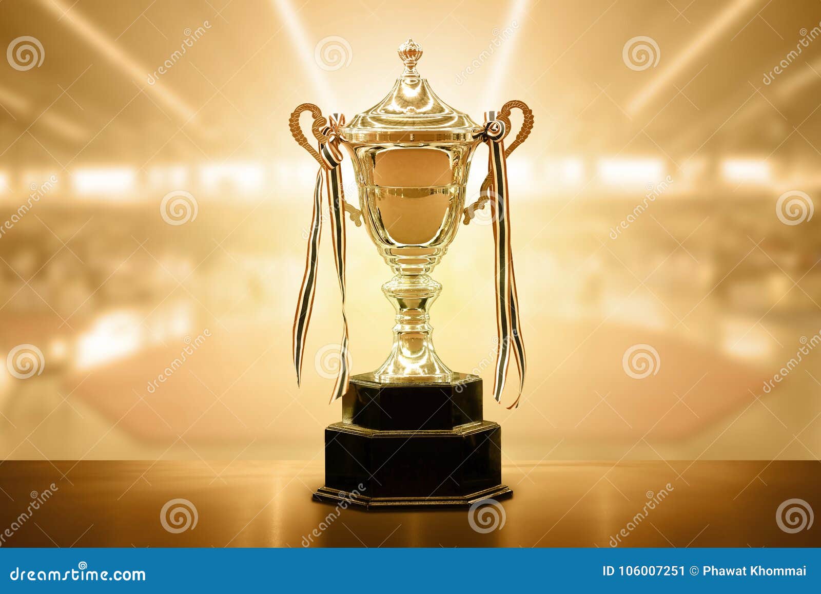 Gold Trophy Competition Put on the Table Stock Image - Image of ...