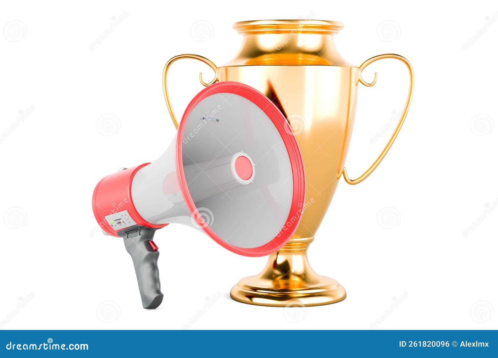 Gold Trophy Cup Award with Megaphone. 3D Rendering Stock Illustration ...