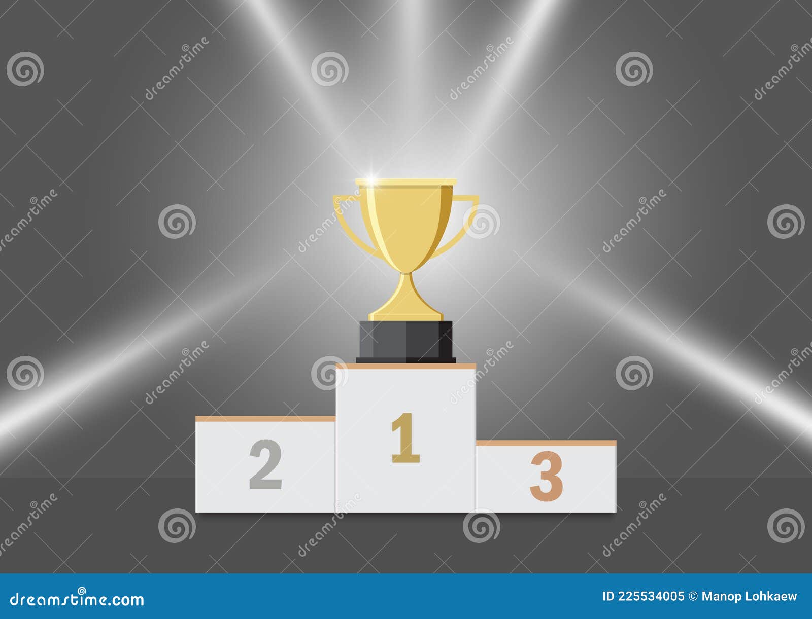 Gold Trophy Cup on First Place Podium Vector Illustration Stock Vector ...