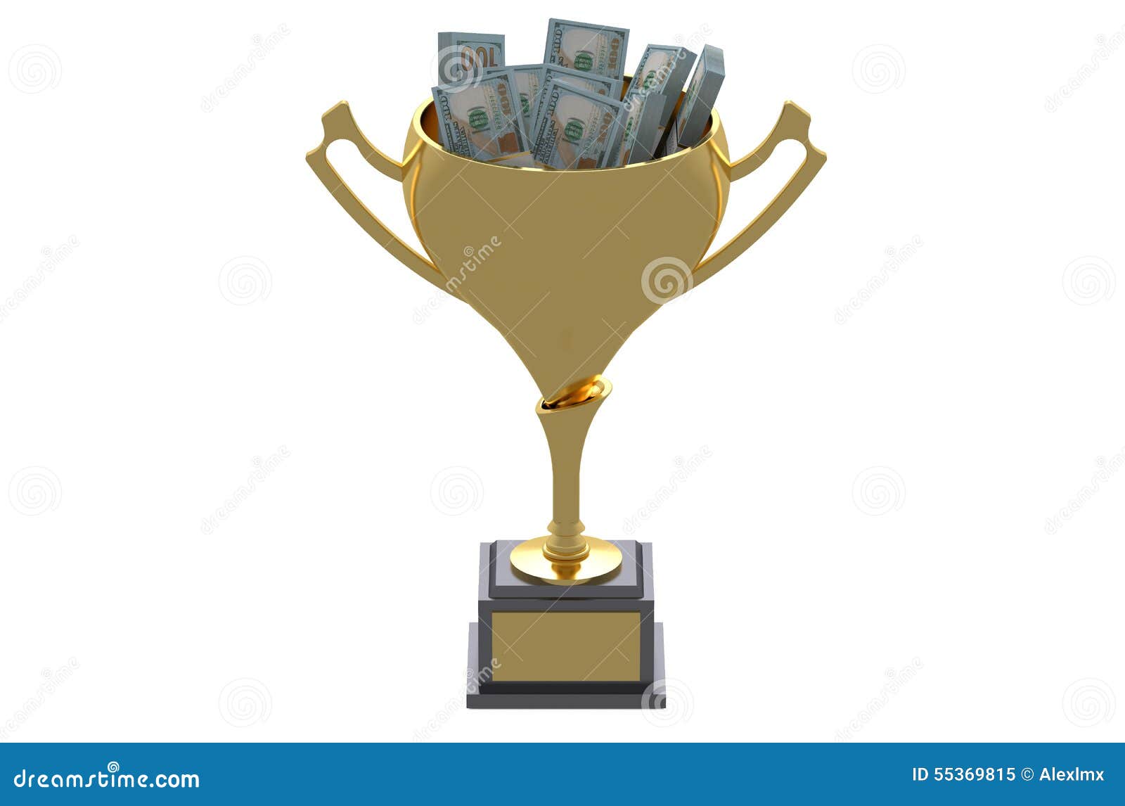 Gold trophy with dollars stock illustration. Illustration of reward ...