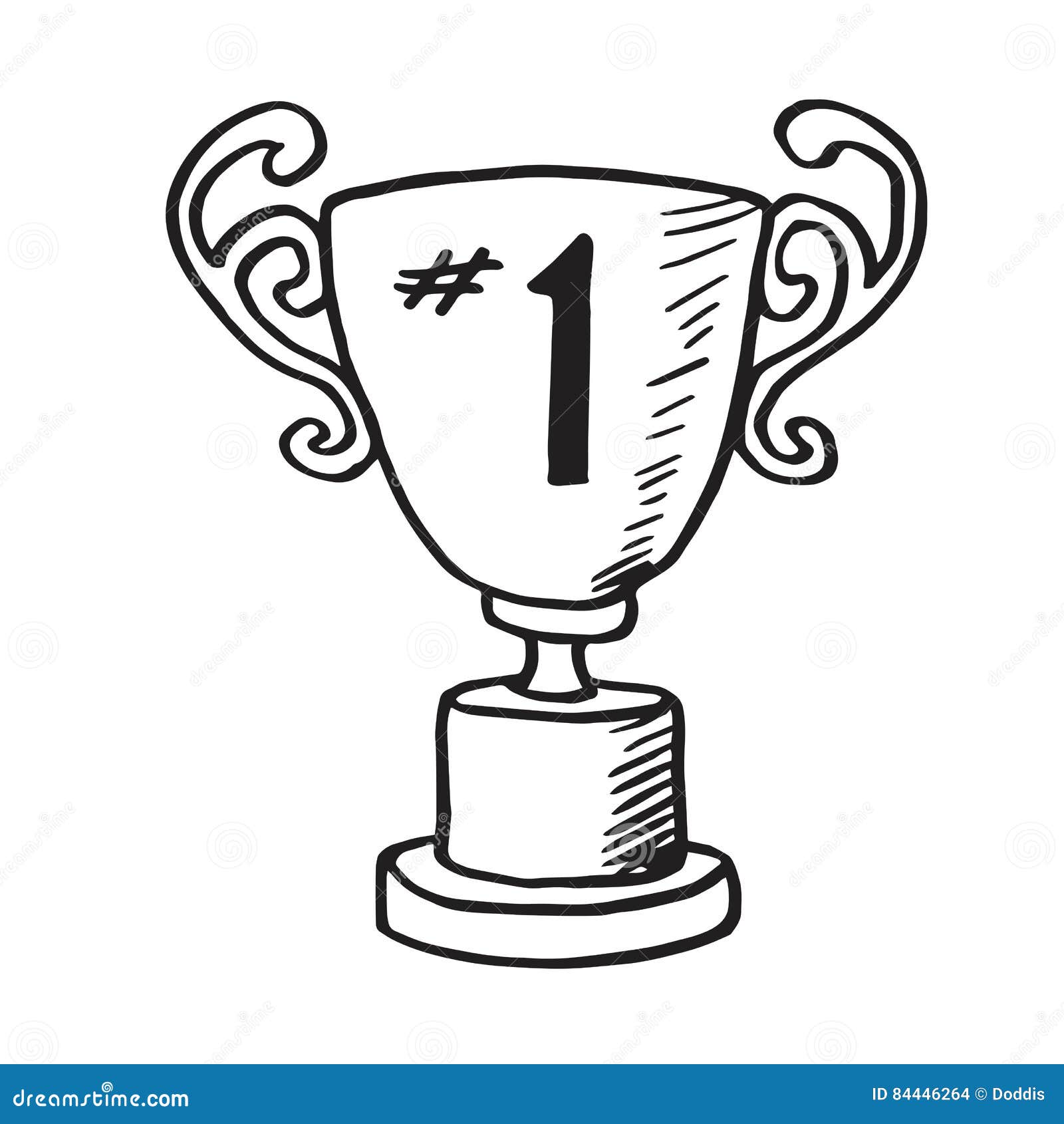 Gold Trophy Hand Drawn Vector Doodle Illustration for the First Winner ...