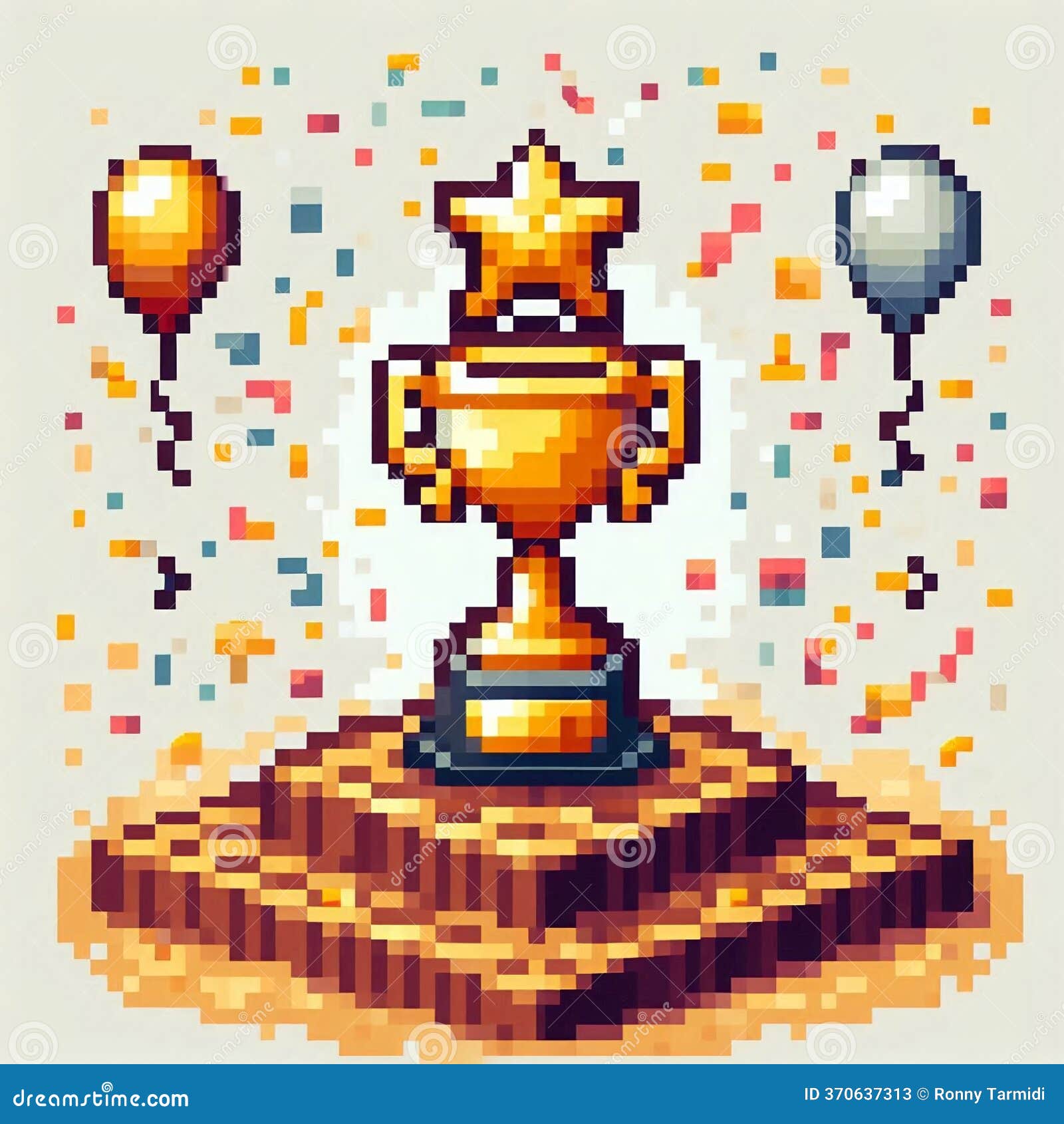 Trophy Pixel Art Style Cartoon Vector | CartoonDealer.com #254800639