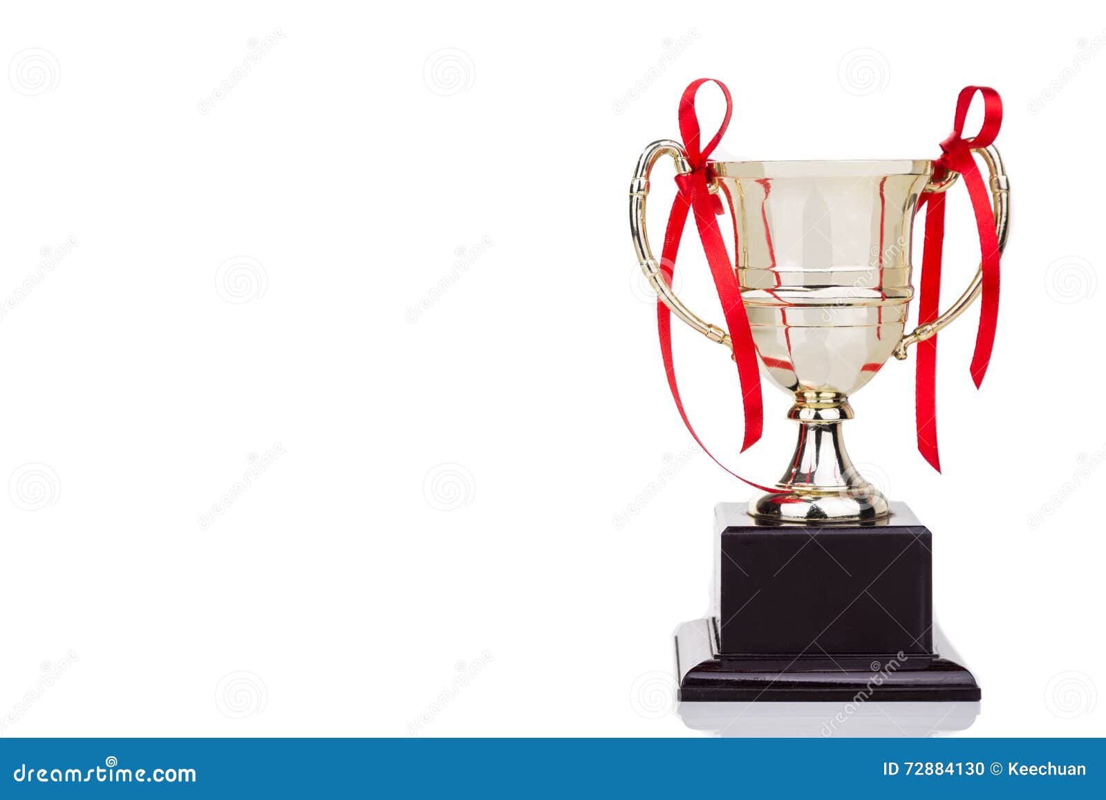 Gold Trophy with Red Decorative Ribbons on White Background Stock Photo ...