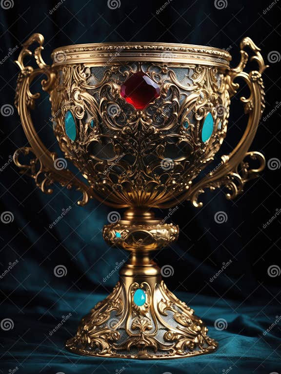 A Gold Trophy with a Red Gem Stock Illustration - Illustration of ...