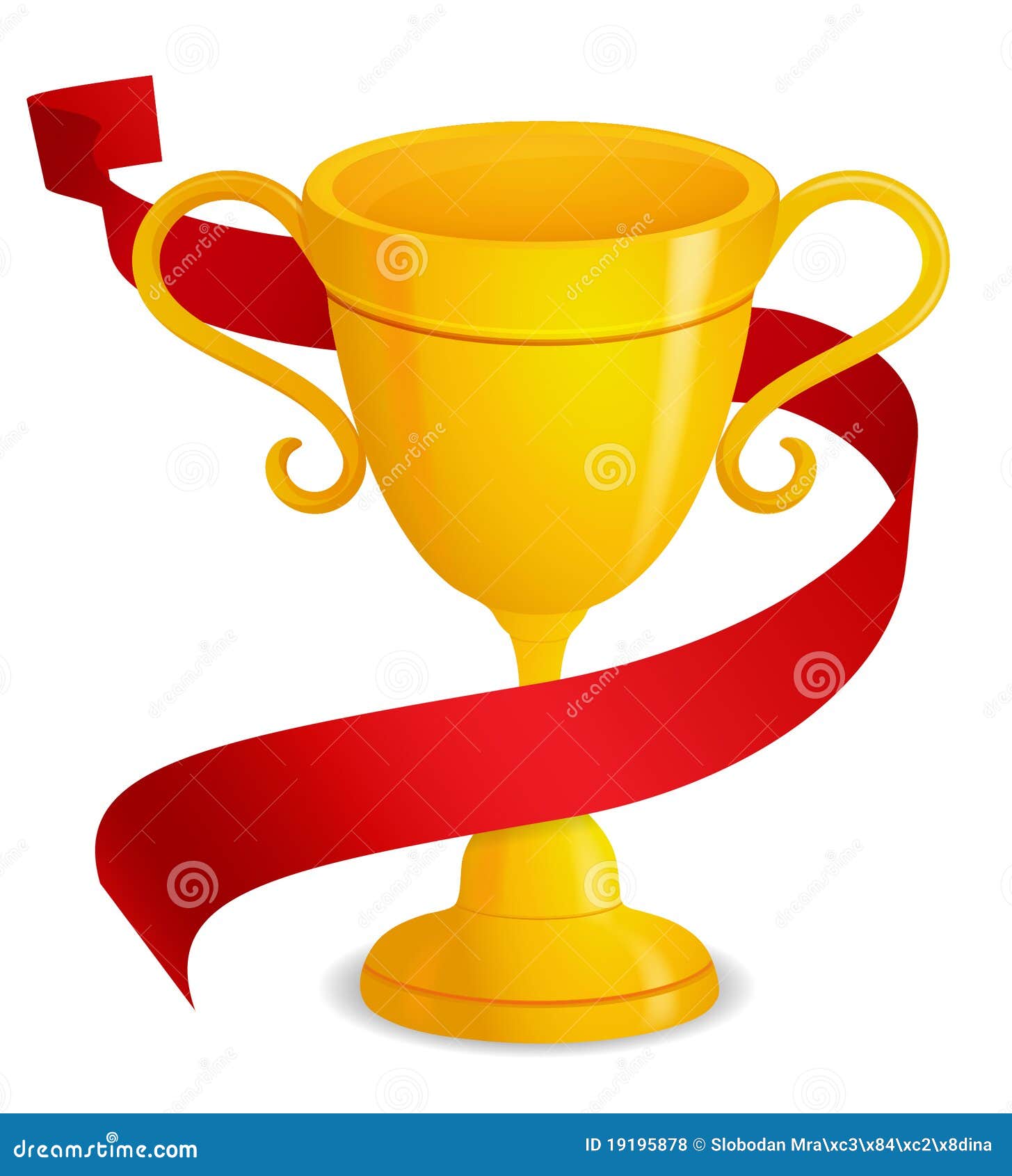 Gold Trophy with Red Ribbon Stock Illustration - Illustration of golden ...