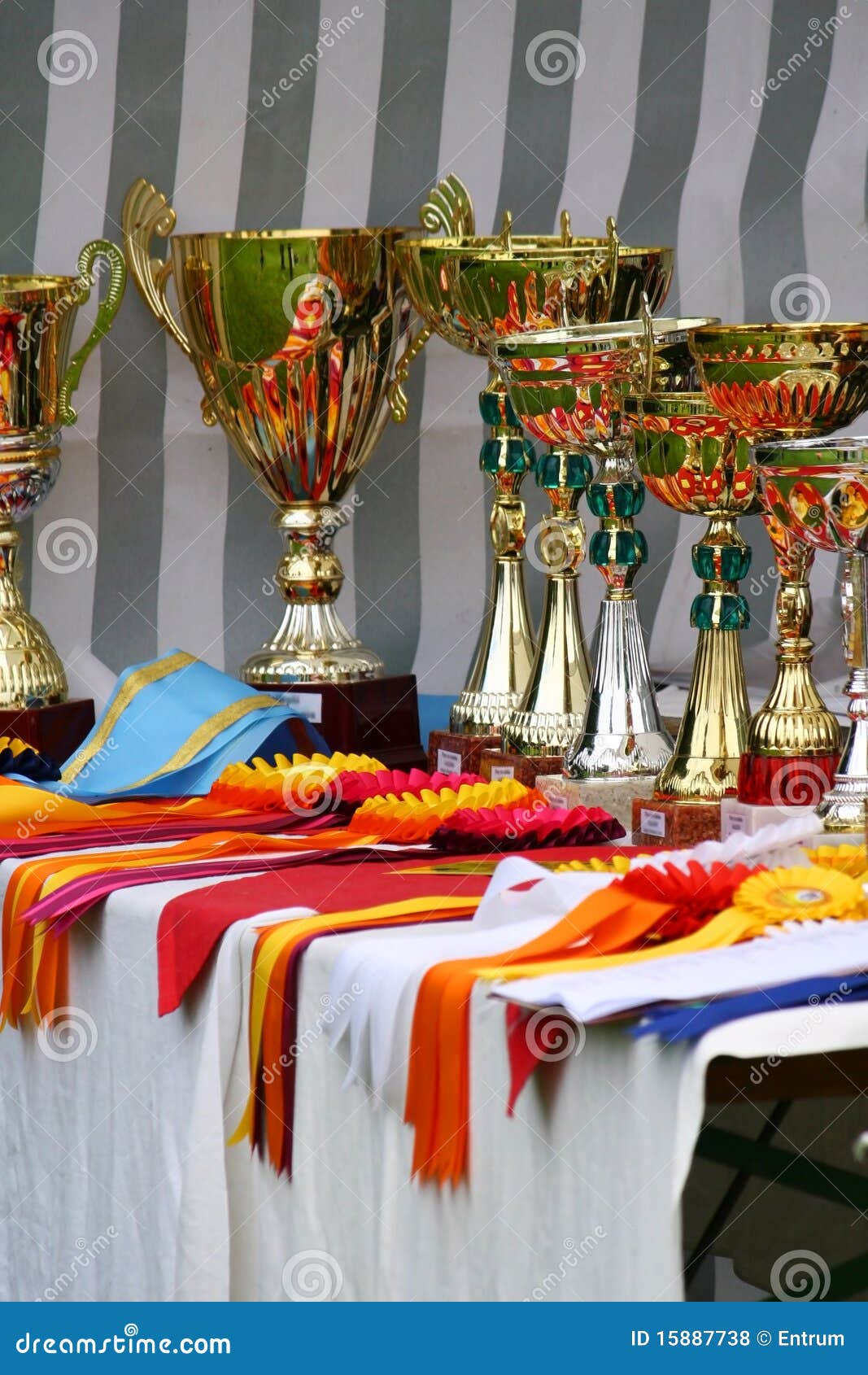 Gold trophy and ribbons stock photo. Image of achievement - 15887738