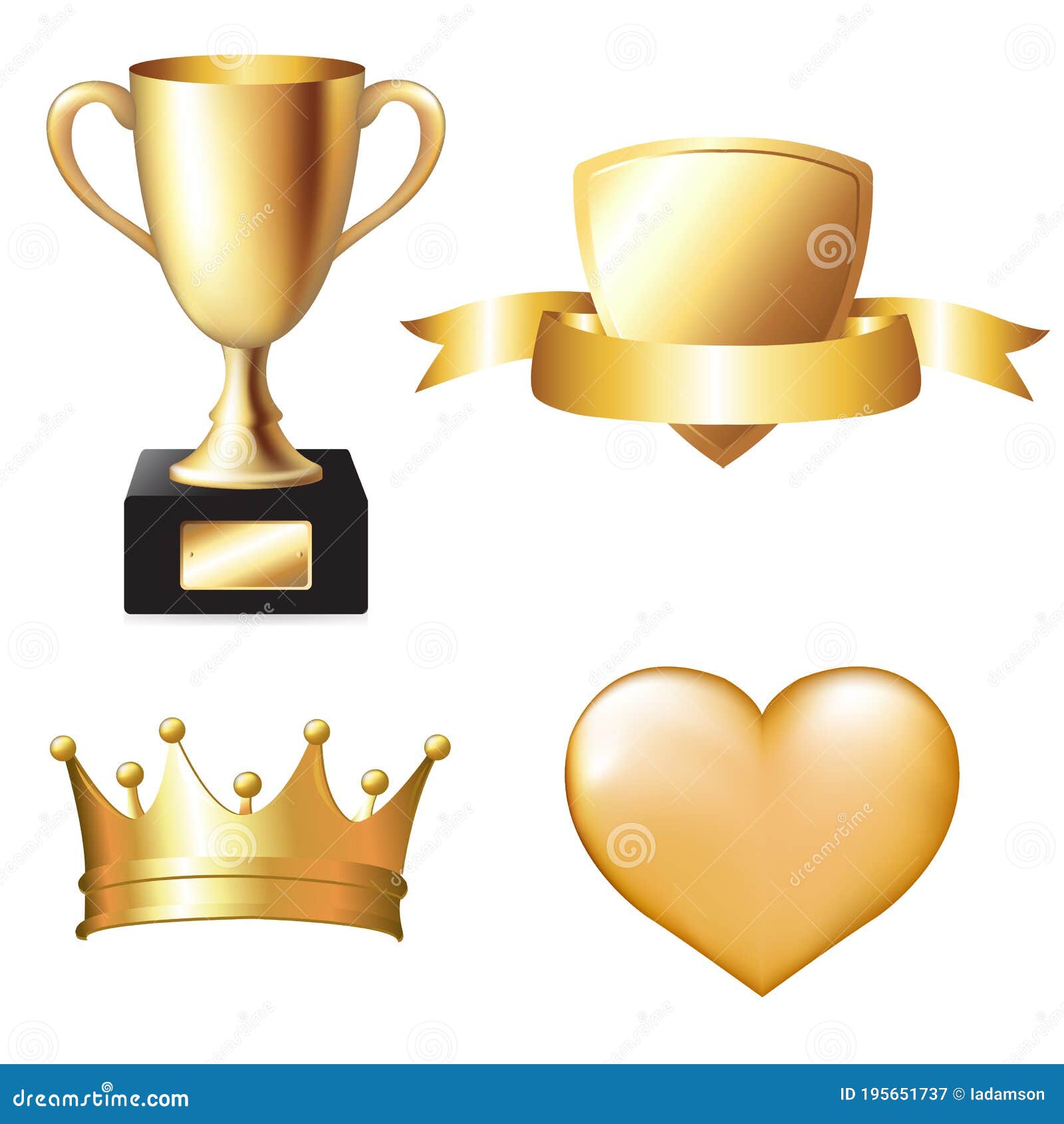 Gold Trophy Set stock vector. Illustration of ranking - 195651737