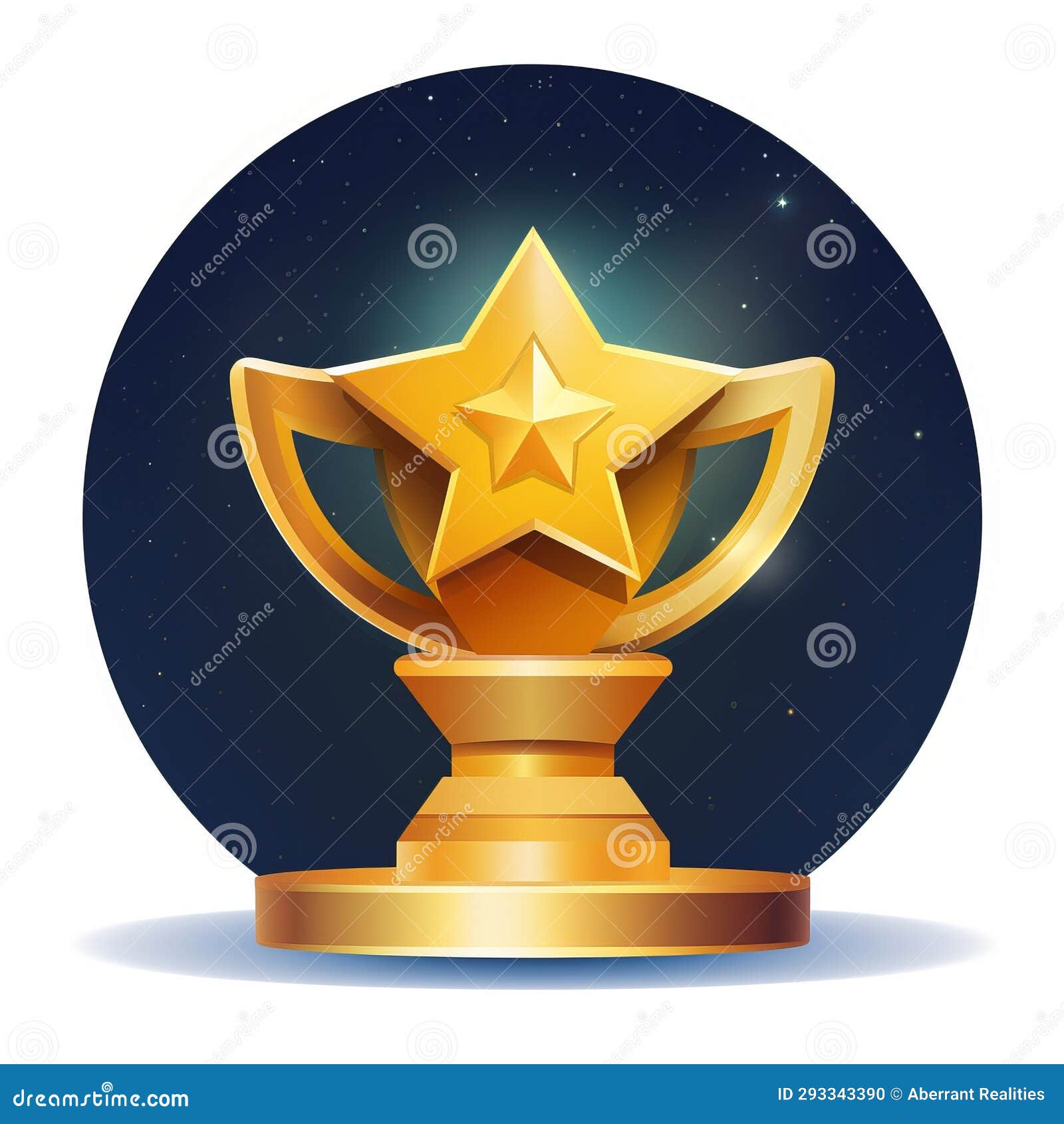 Gold Trophy with a Star on Top Isolated on a White Background Stock ...