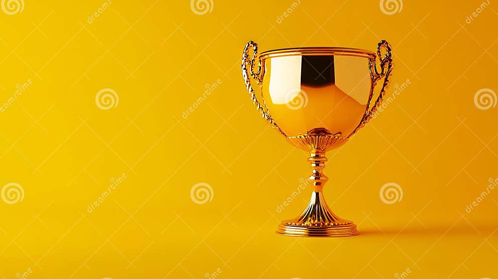 A Gold Trophy on a Yellow Background Stock Illustration - Illustration ...