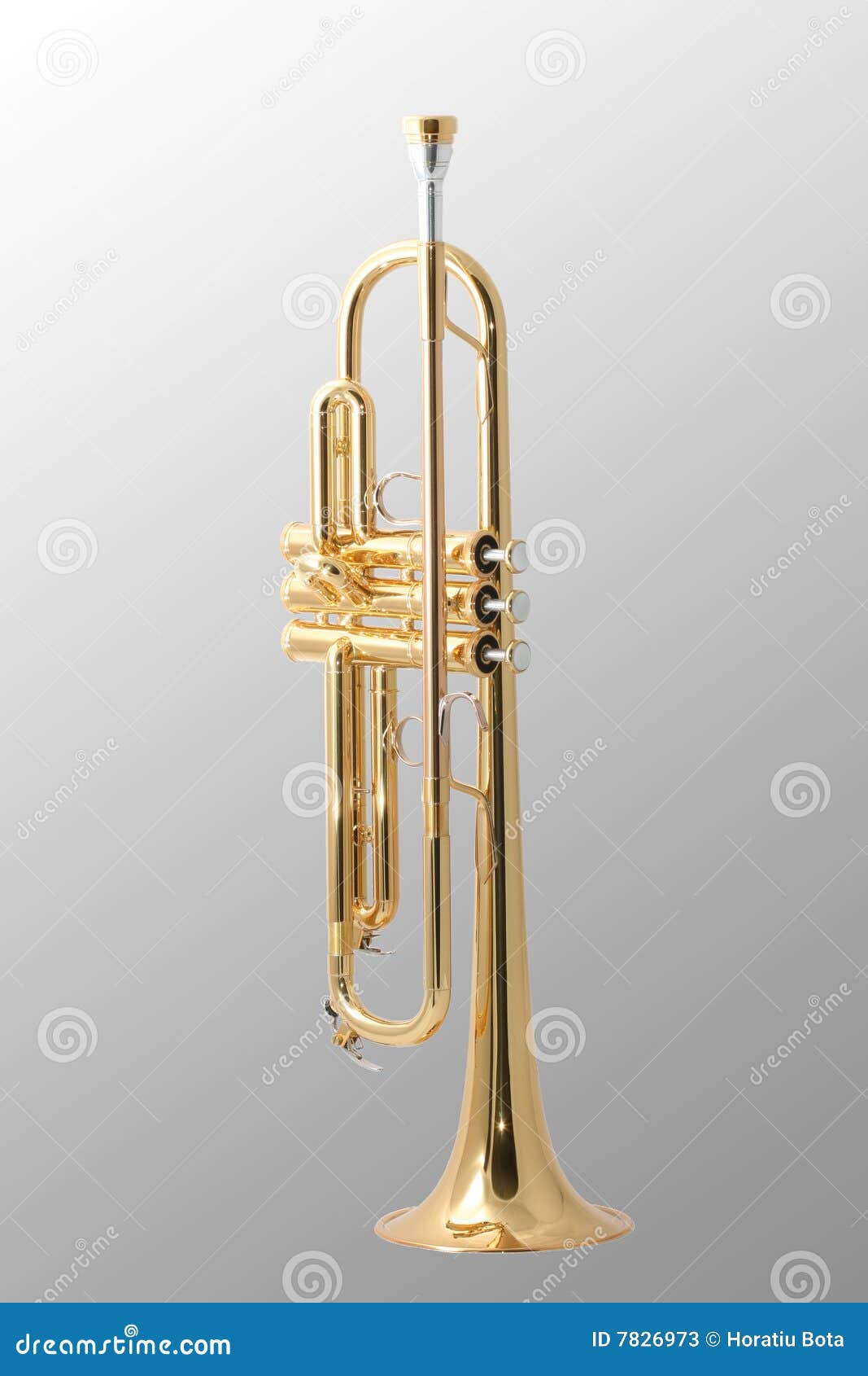 Gold trumpet stock image. Image of music, instrument, brass - 7826973