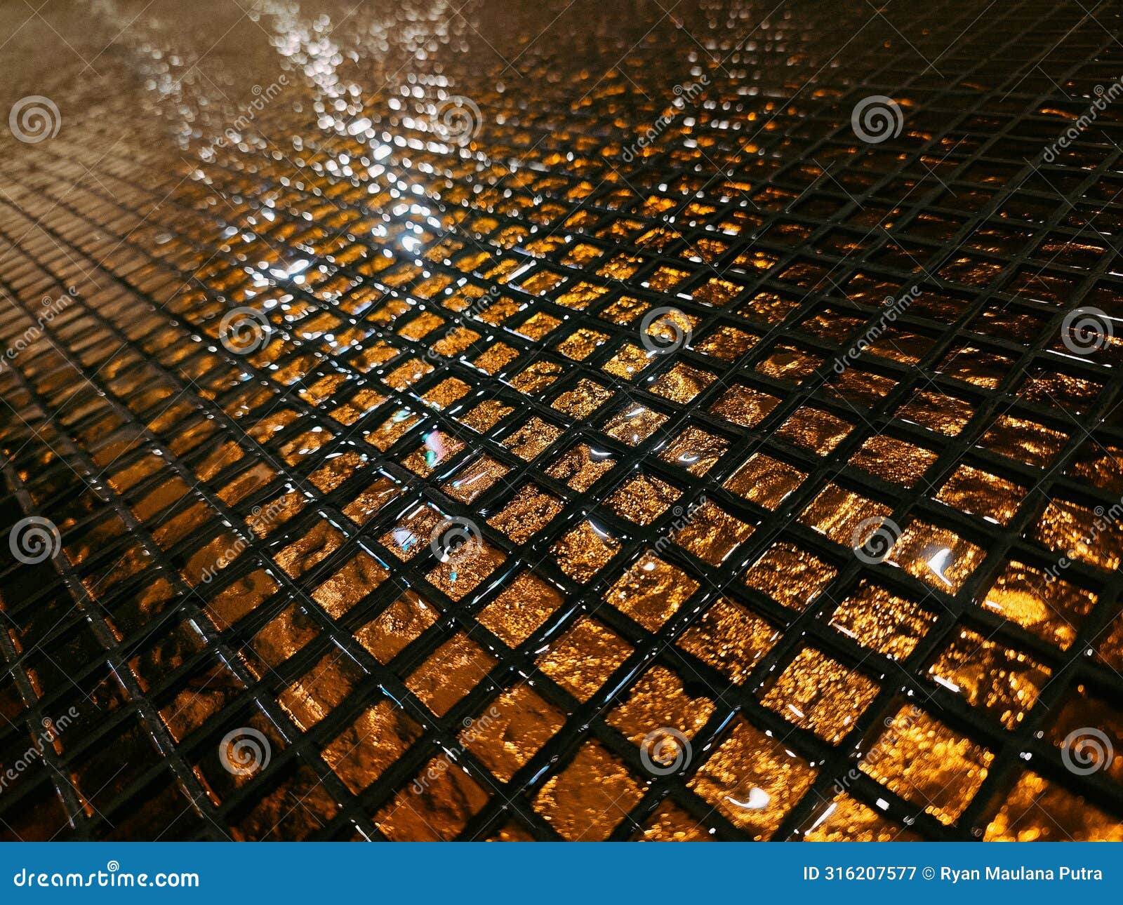Gold Turkish Tiles Pattern Perspective Stock Image - Image of concrete ...