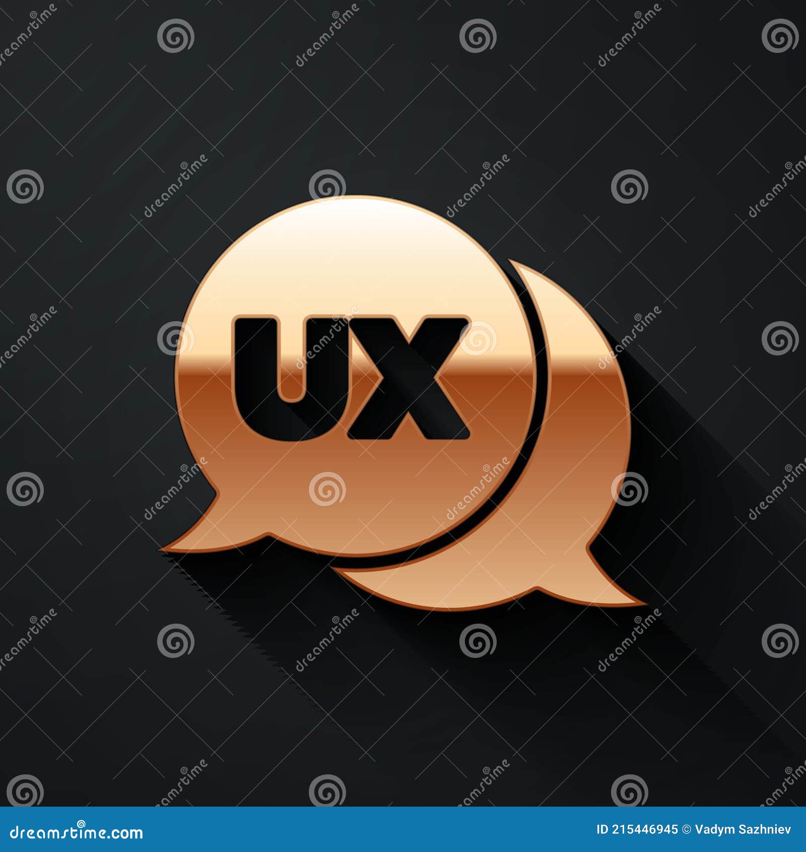 Gold UI or UX Design Icon Isolated on Black Background. Long Shadow ...
