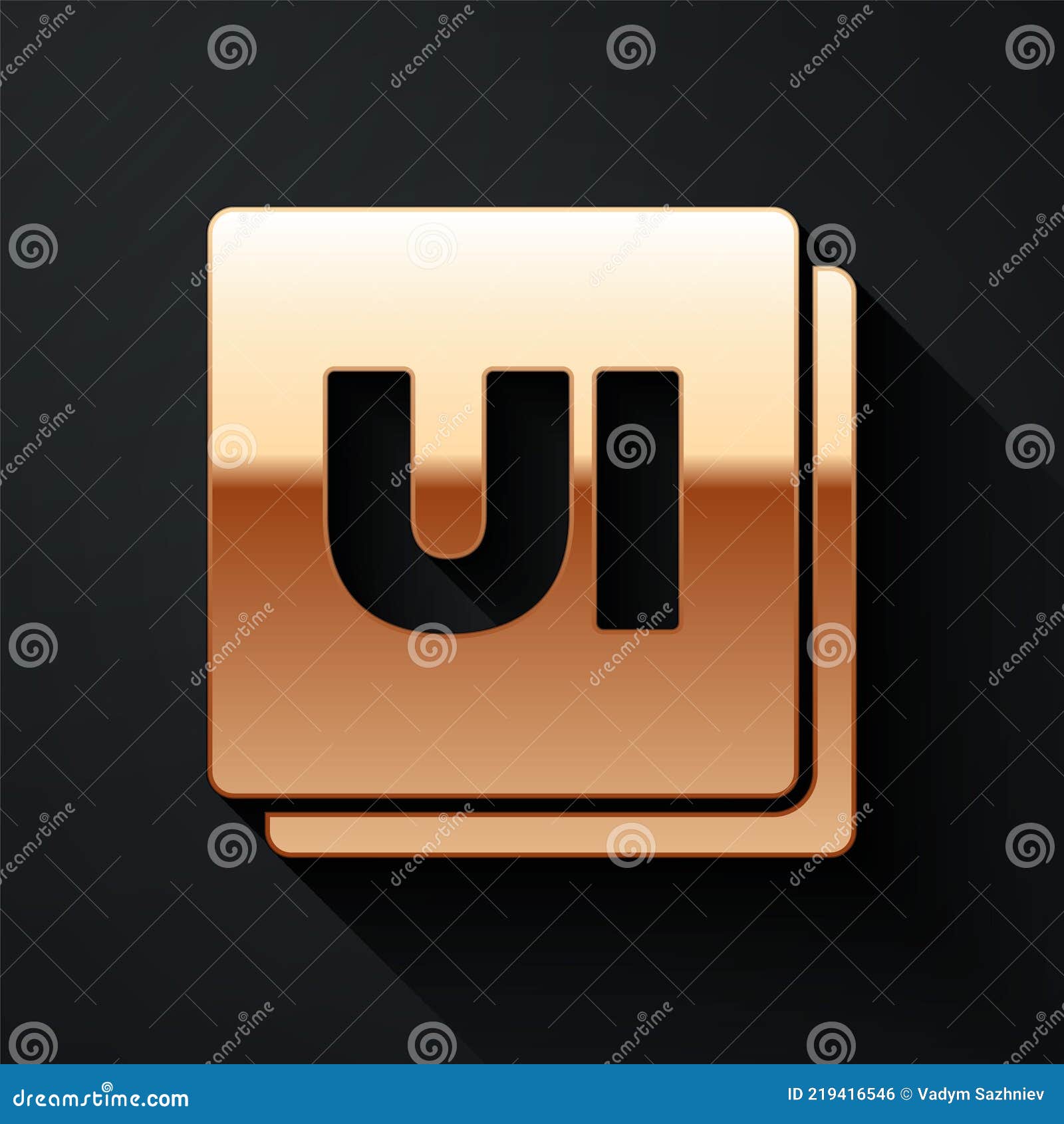 Gold UI or UX Design Icon Isolated on Black Background. Long Shadow ...