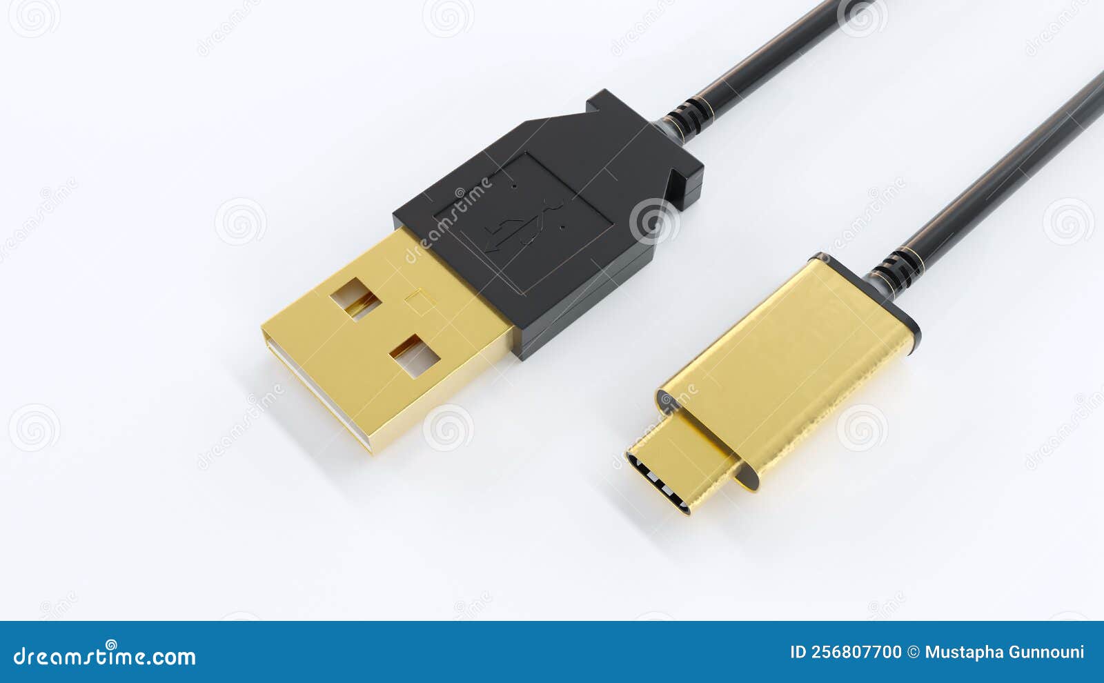 Gold Usb Cable Isolated on White Background, USB Type C Stock ...