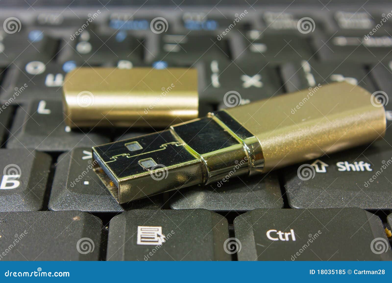 Gold USB disk and keyboard stock image. Image of removable - 18035185