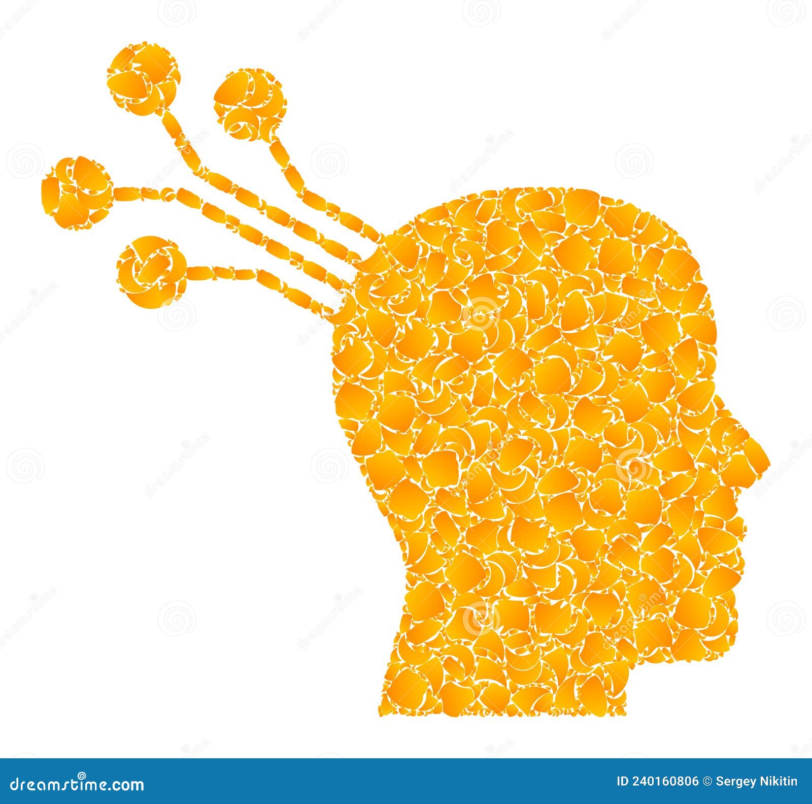 Gold Vector Brain Machine Interface Mosaic Icon Stock Vector ...