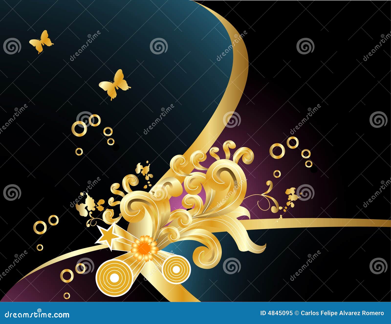 Gold vector composition stock vector. Illustration of buttefly - 4845095