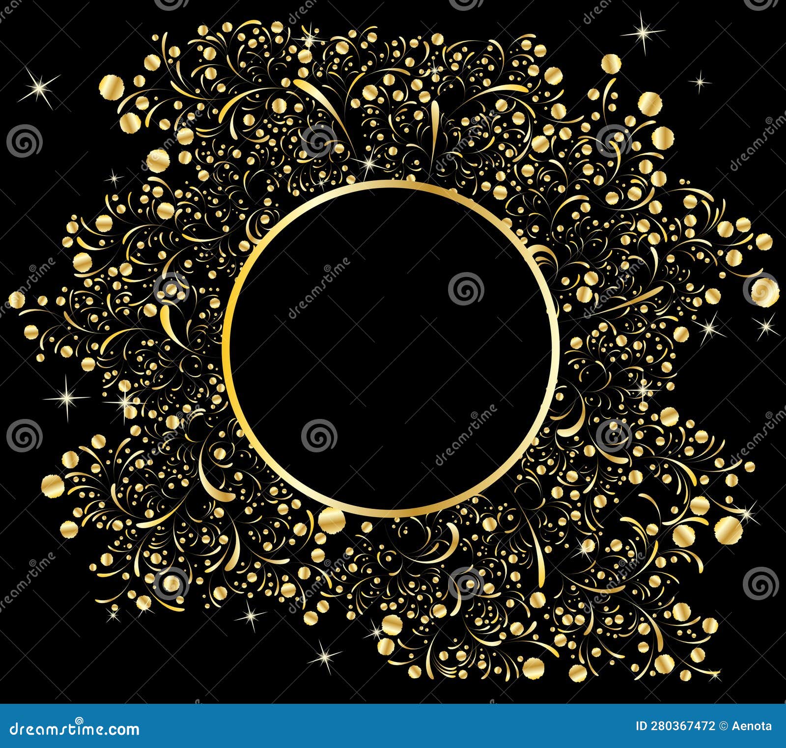 Gold Vector Curl Round Frame Stock Vector - Illustration of brilliance ...