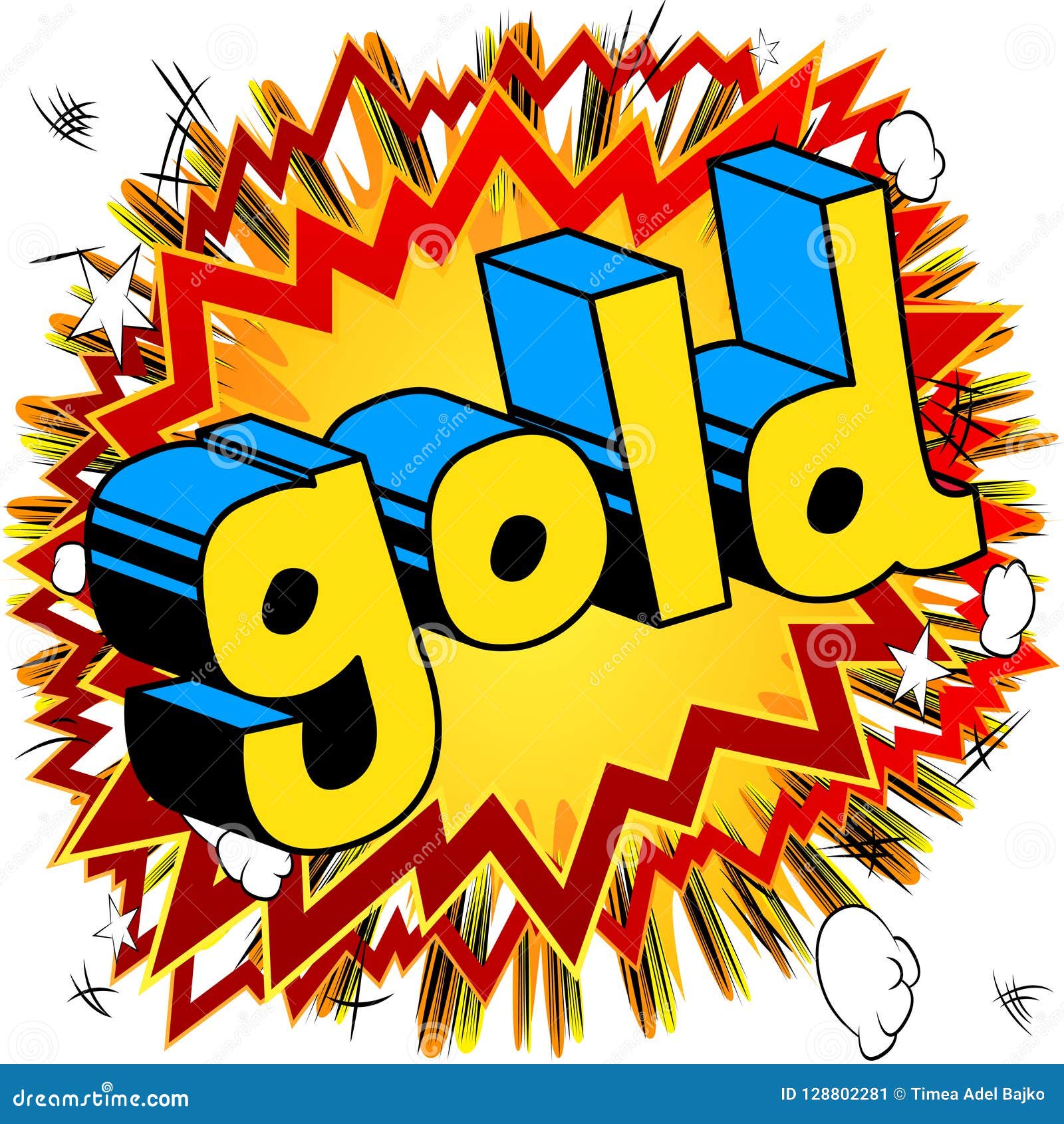 Gold - Comic Book Style Word. Stock Illustration - Illustration of ...